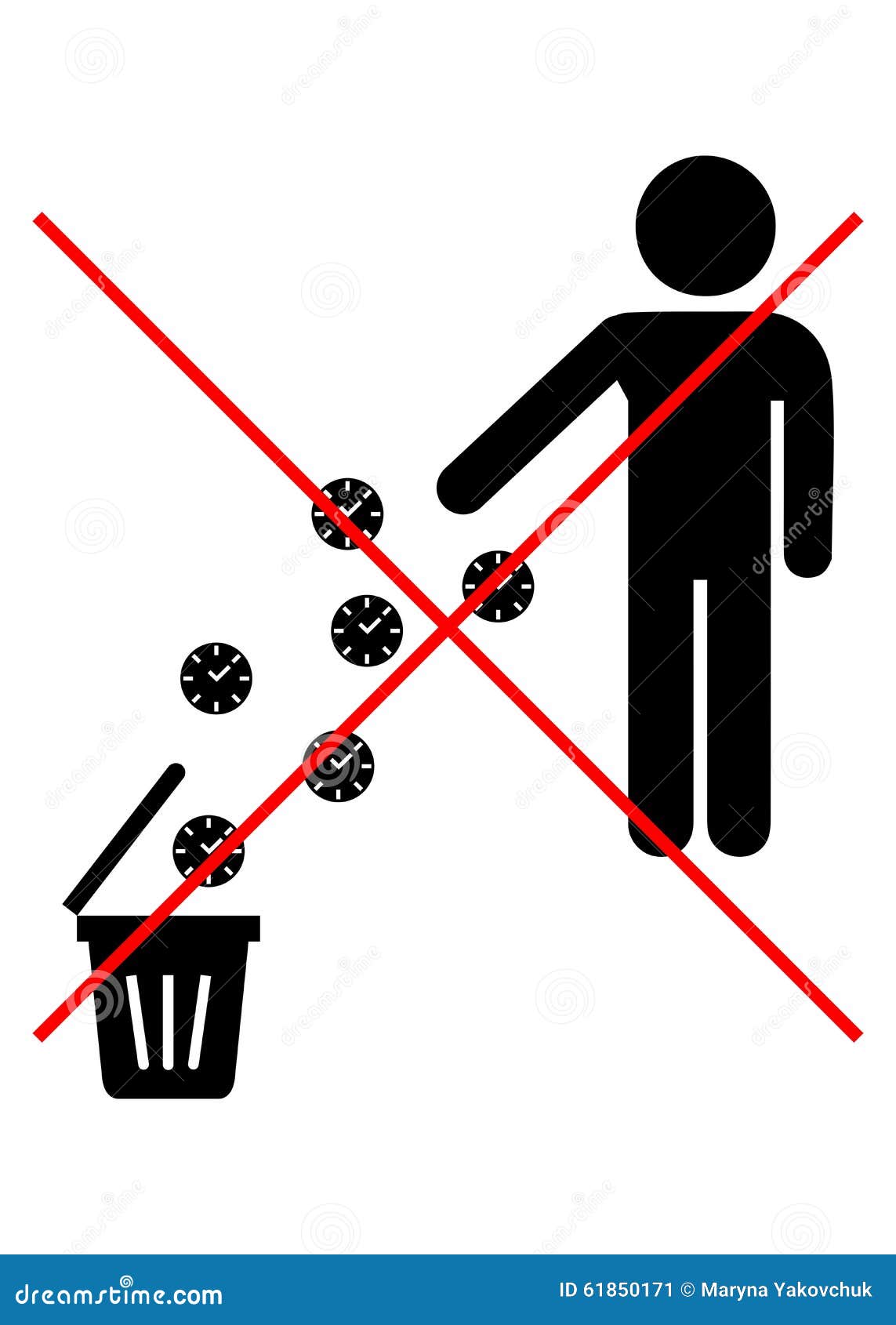 Do not waste your time stock vector. Illustration of symbol - 61850171