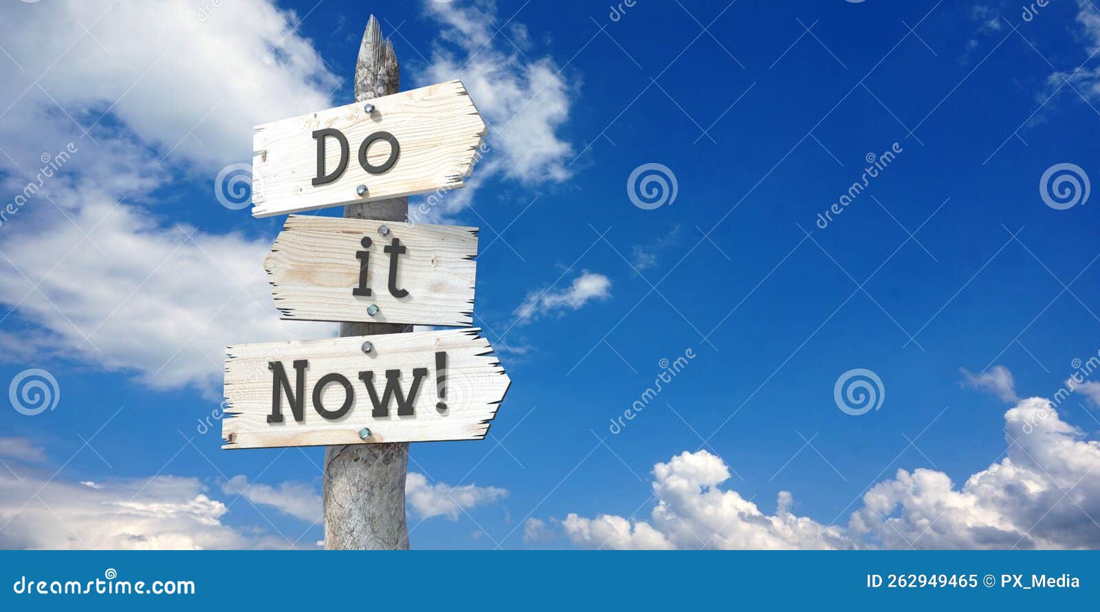 Do it Now - Wooden Signpost with Three Arrows Stock Illustration ...