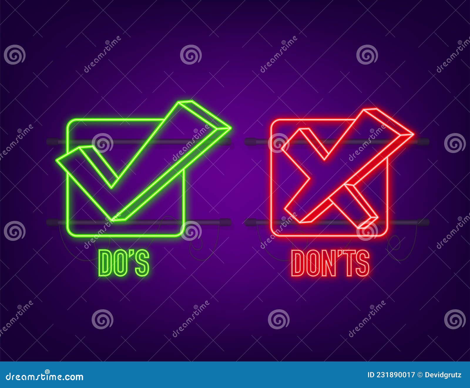 Dos Donts Neon Signs Vector Design Template. Yes Or No Neon Light ...
