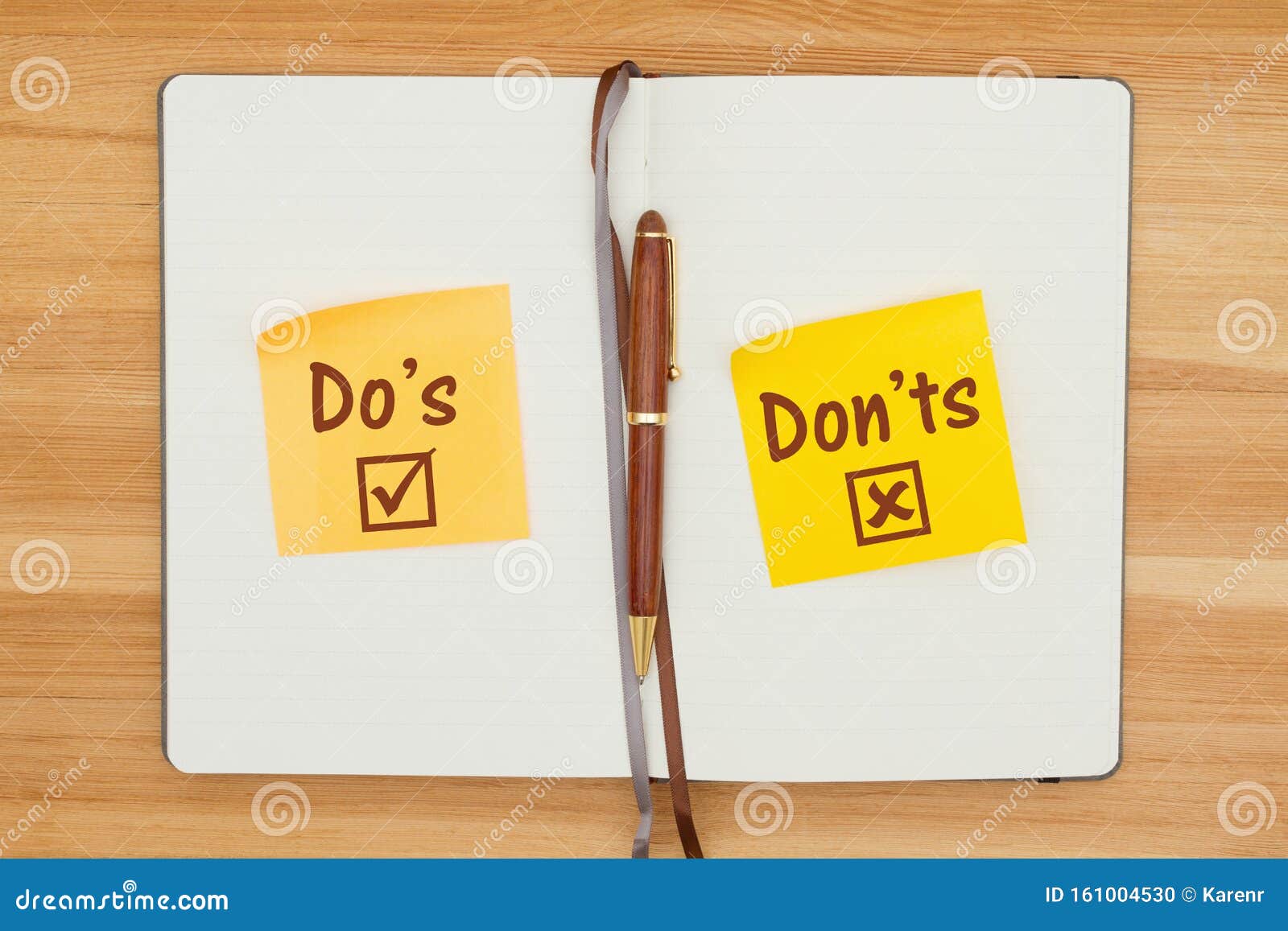 Do`s and Don`ts on Two Sticky Notes in a Journal with a Pen Stock Photo ...