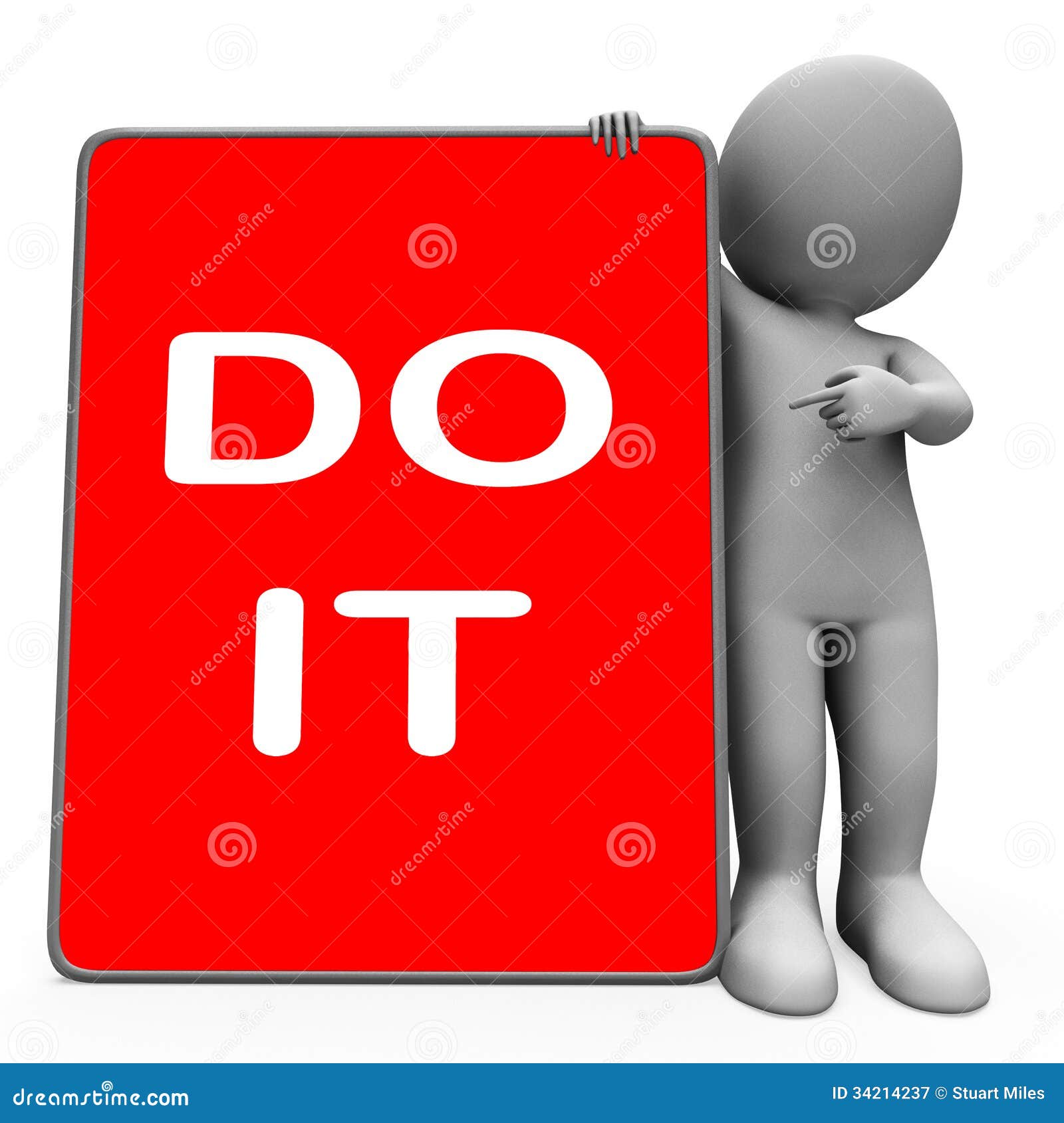 Do it Tablet Character Means Act or Taking Action Stock Illustration ...