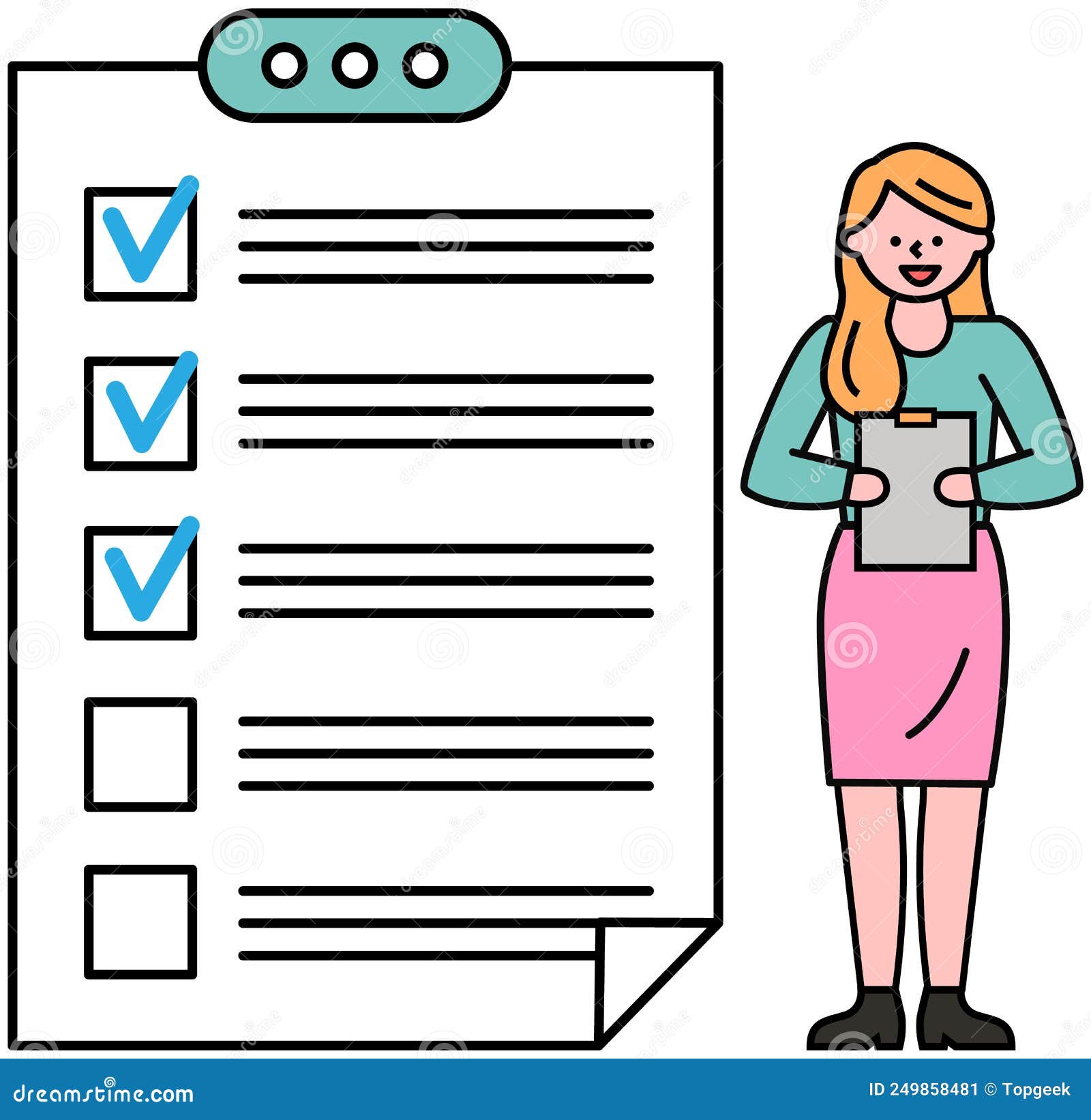 Questionnaire. Check List On Clipboard Is Next To Pen In Realistic ...