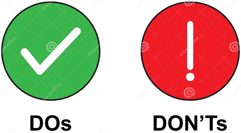 Do Und Dont Oder Gute Und Schlechte Symbole Oder Positive Und Negative ...