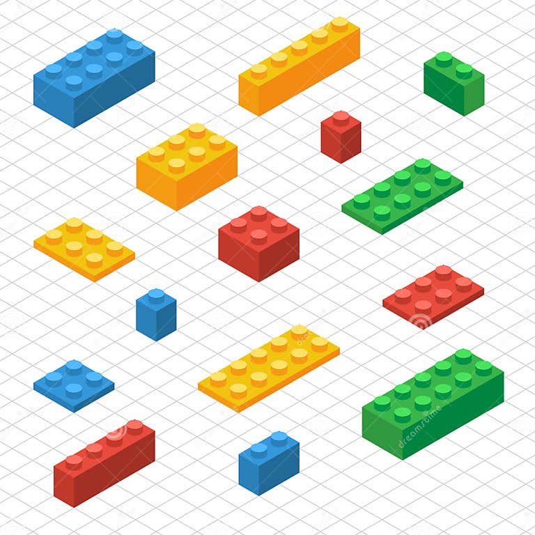 Do Your Self Set of Lego Blocks in Isometric View Stock Vector ...