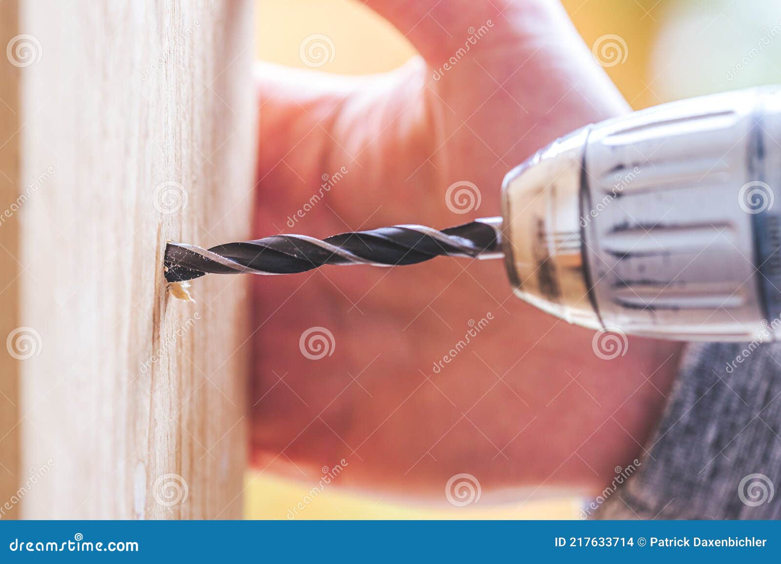 Do it Yourself: Home Handyman is Using a Drilling Machine for Drilling ...