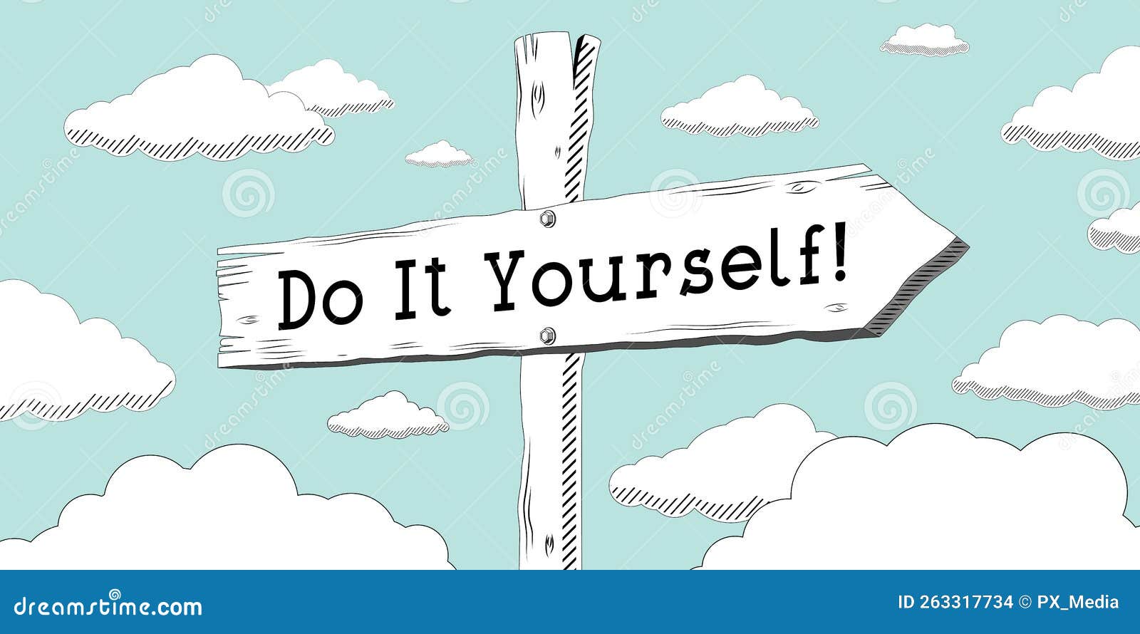 Do it Yourself - Outline Signpost with One Arrow Stock Illustration ...