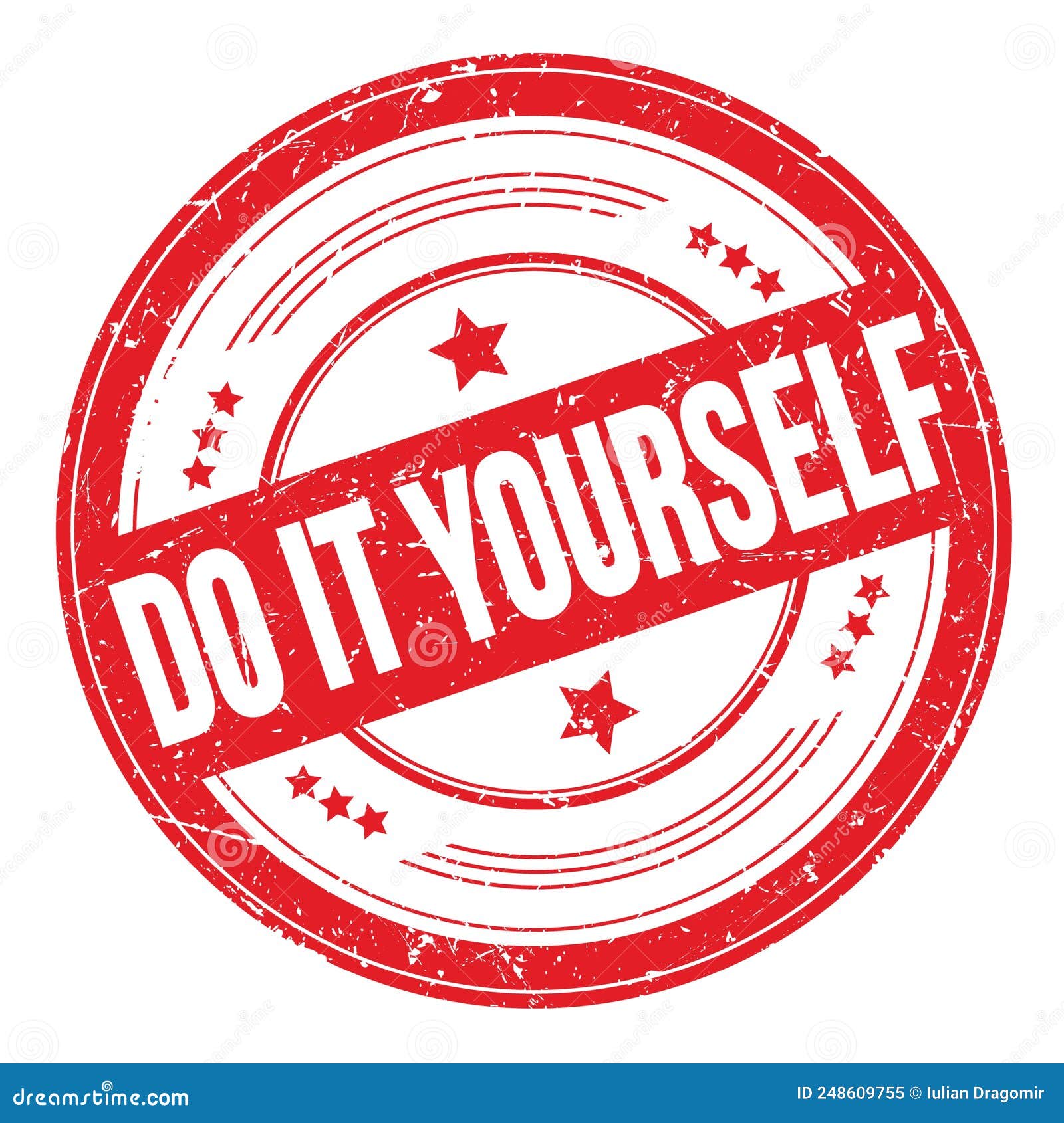 DO it YOURSELF Text on Red Round Grungy Stamp Stock Illustration ...