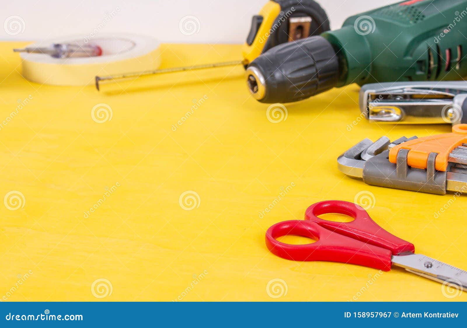 Do it Yourself Tools on Yellow Background. DIY Tools with Copy Space ...