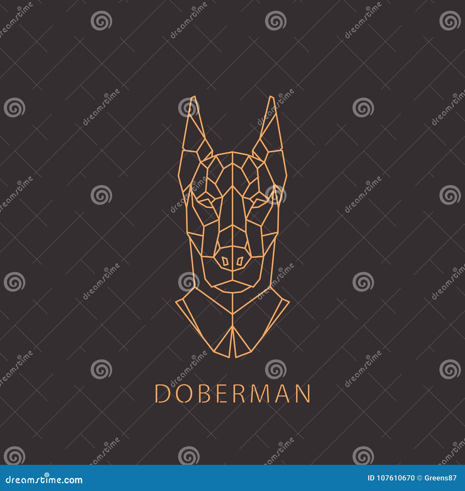 Doberman Dog in Geometric Modern Style. Stock Vector - Illustration of ...