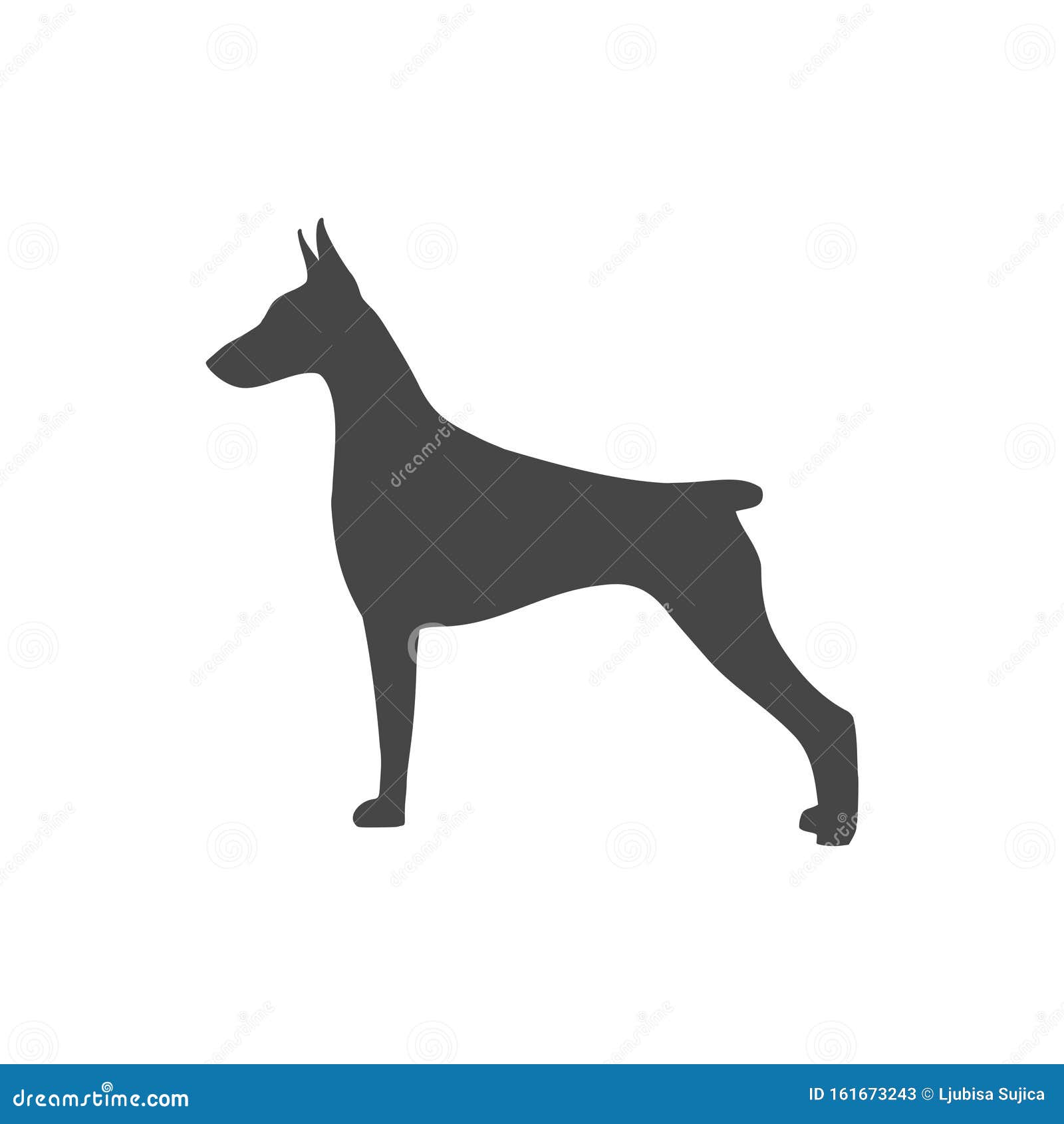 Doberman Dog Silhouette, Side View, Vector Stock Vector - Illustration ...