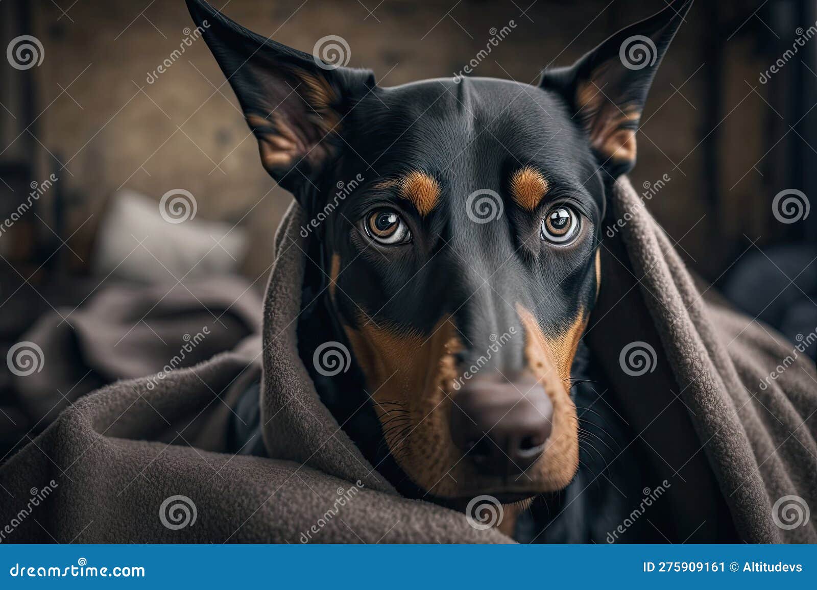 Doberman Pining after Lost Owner with Sad Eyes Stock Image - Image of ...