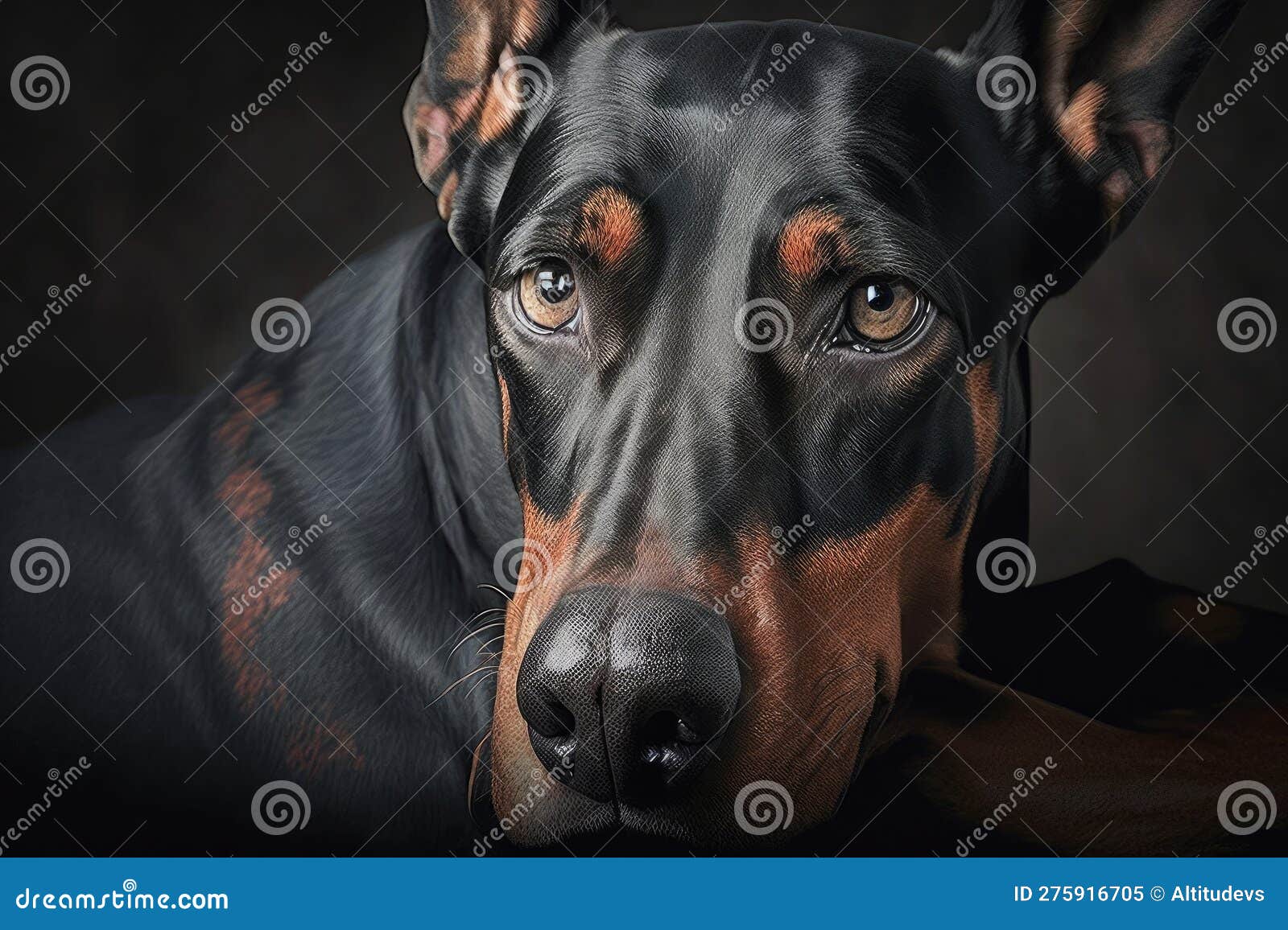 Doberman Pining after Lost Owner with Sad Eyes Stock Illustration ...