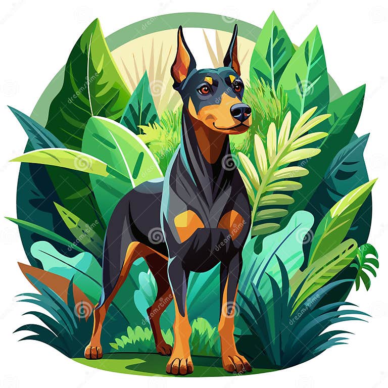 Doberman Pinscher Dog Scary Screams Jungle Vector Stock Vector ... Doberman Pinscher Dog Scary Screams Jungle Vector Stock Vector ...