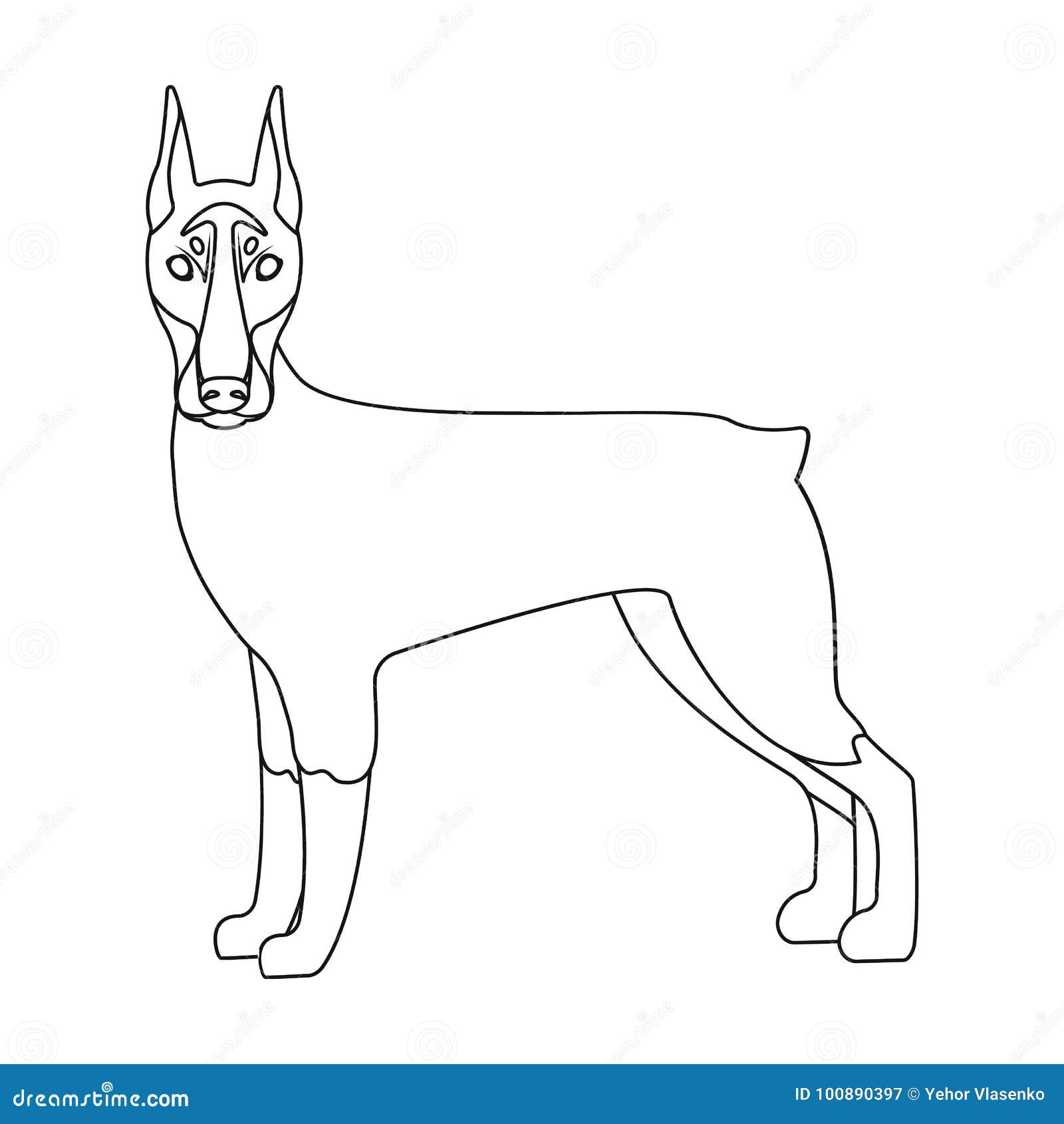 Doberman, Single Icon in Outline Style.Doberman, Vector Symbol Stock ...