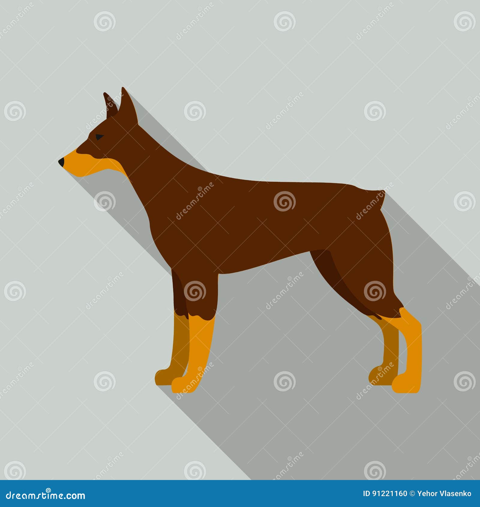 Doberman Vector Icon in Flat Style for Web Stock Vector - Illustration ...