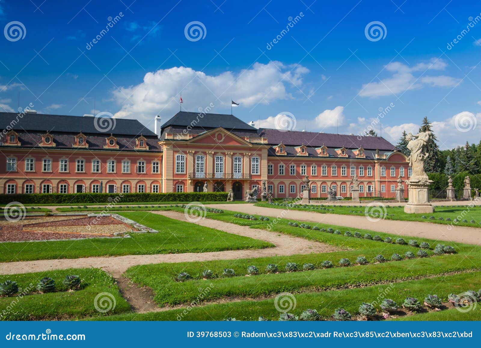 Dobris castle in summer stock image. Image of outdoor - 39768503