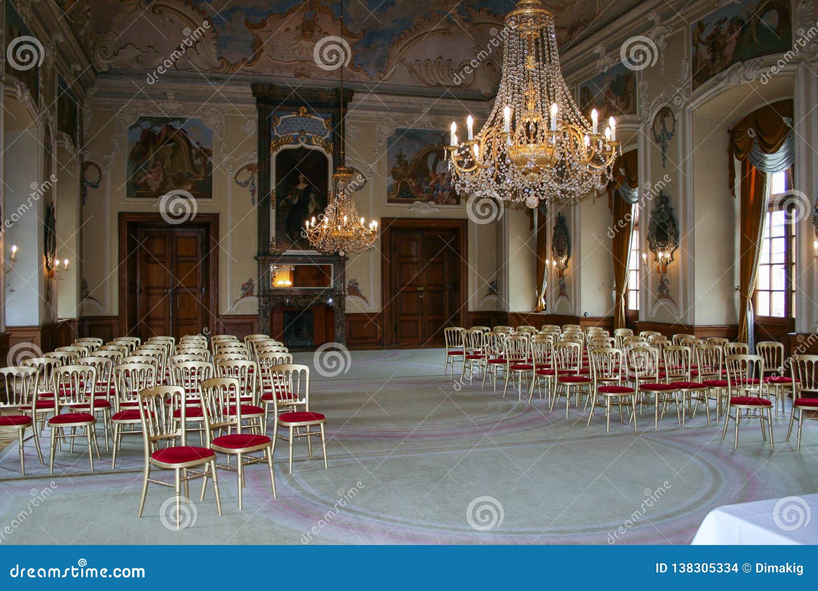 Interior of Czech Castle Dance Hall. Sightseeing of Czech Republic ...