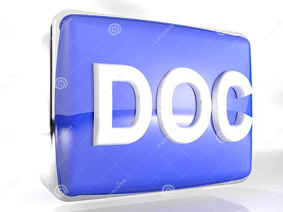 DOC Blue Box Icon - 3D Rendering Stock Illustration - Illustration of ...