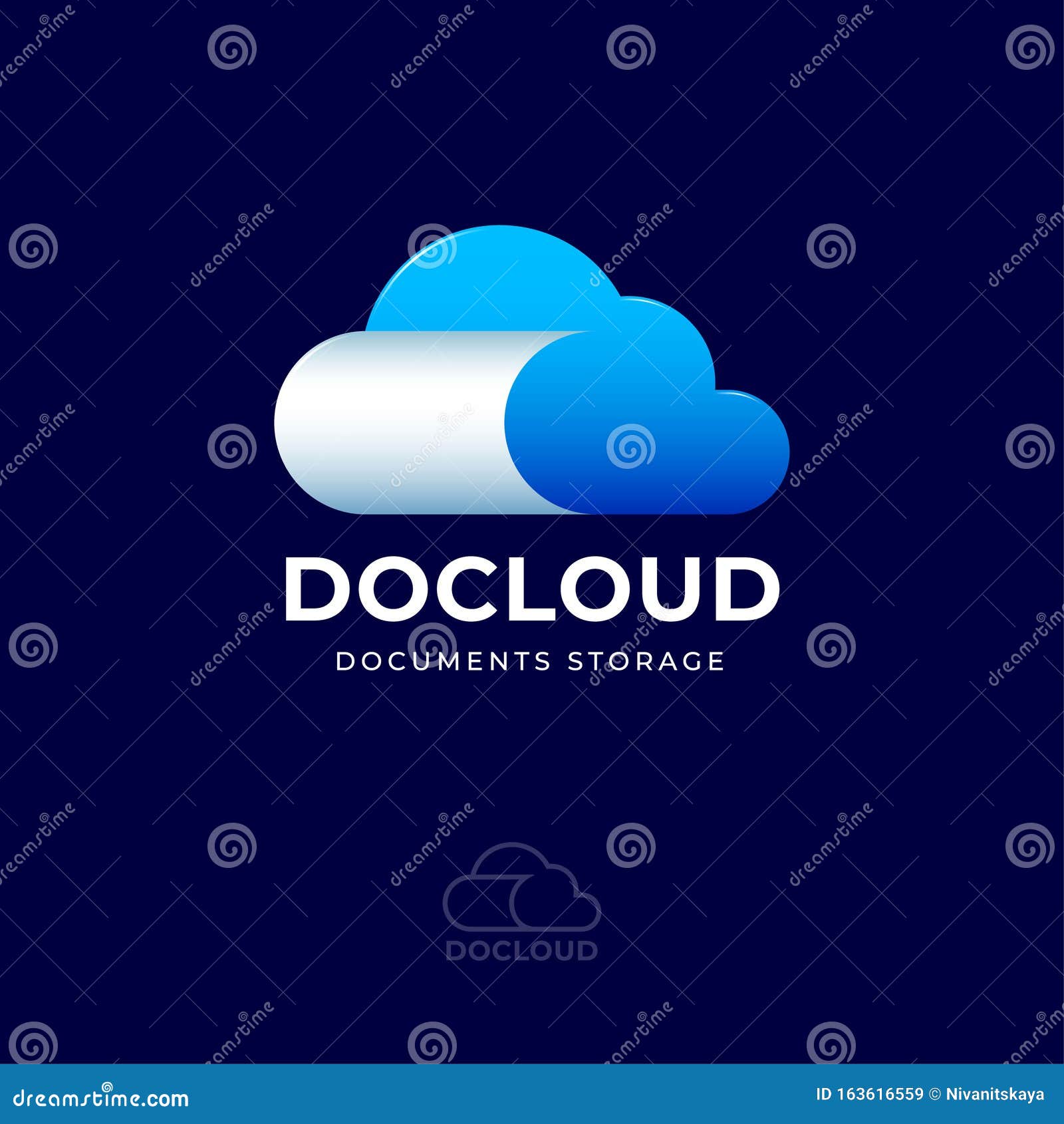 Doc Cloud Logo. Cloud and Blank of Document. Cloud Info Emblems ...