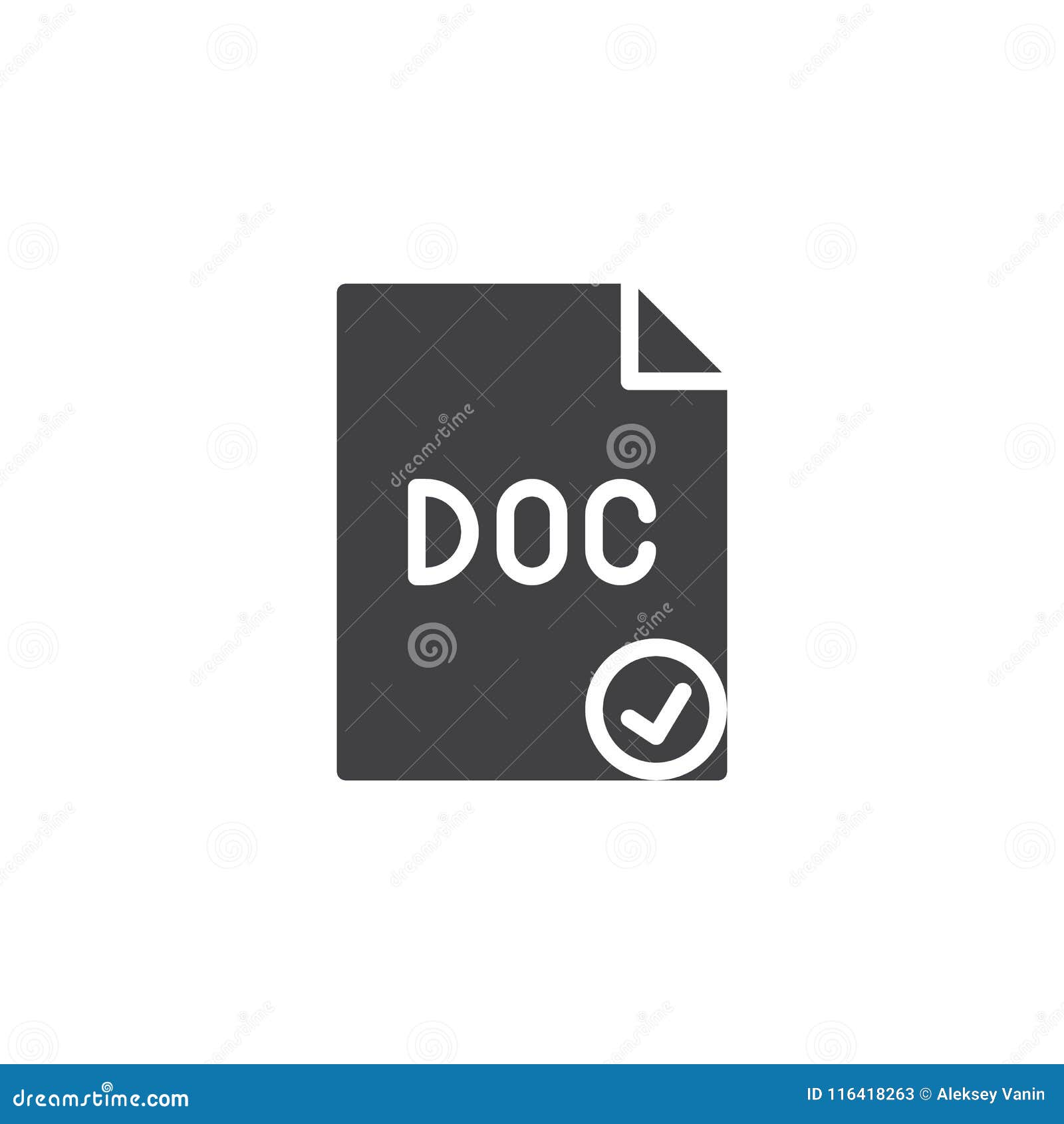 Doc file check vector icon stock vector. Illustration of file - 116418263