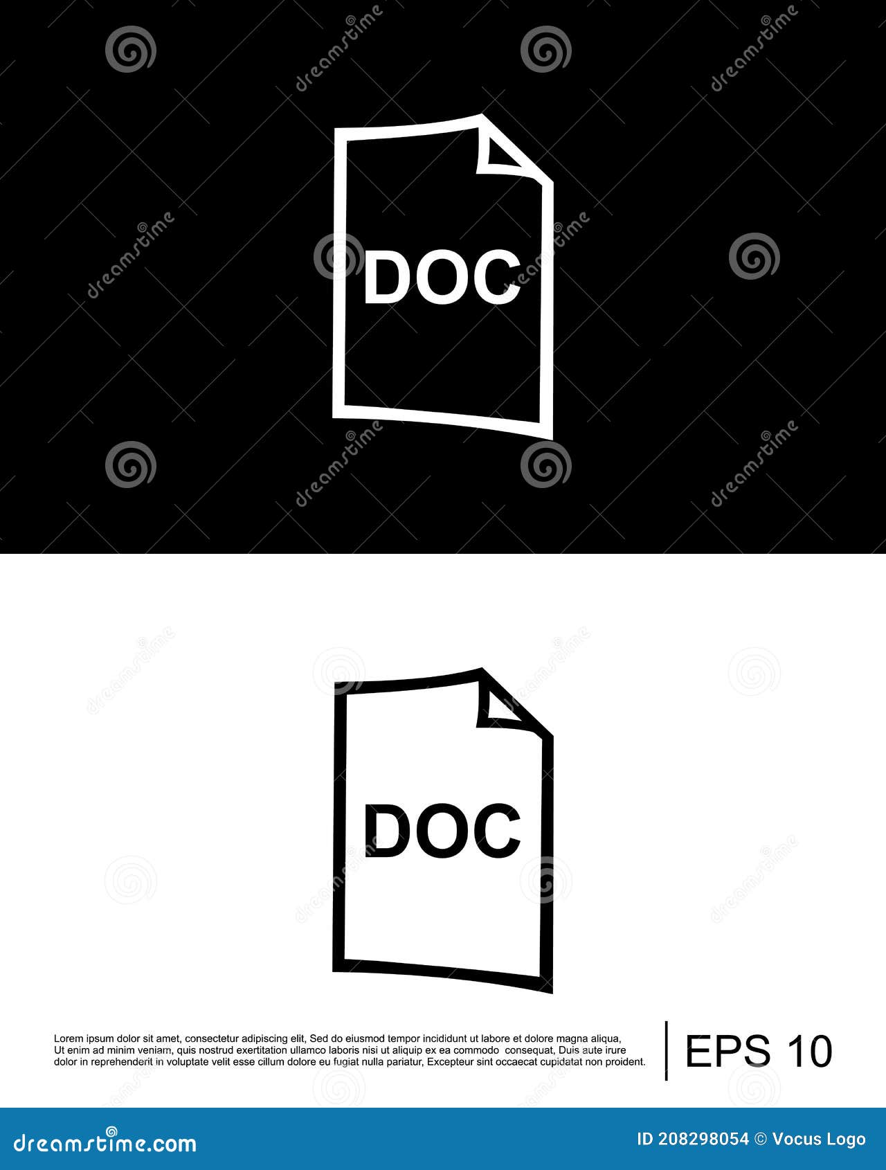 Doc File Format Icon Template Stock Vector - Illustration of format ...