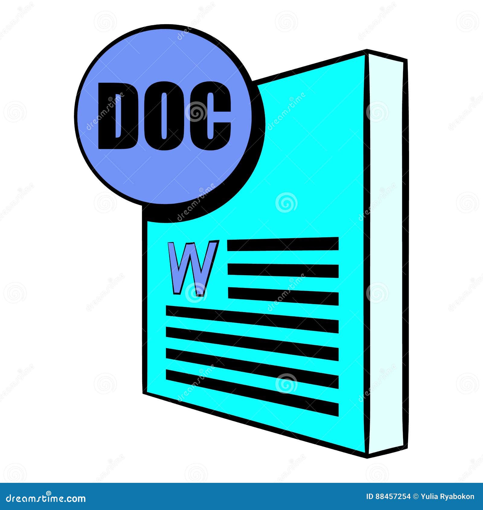 DOC file icon cartoon stock vector. Illustration of electronic - 88457254