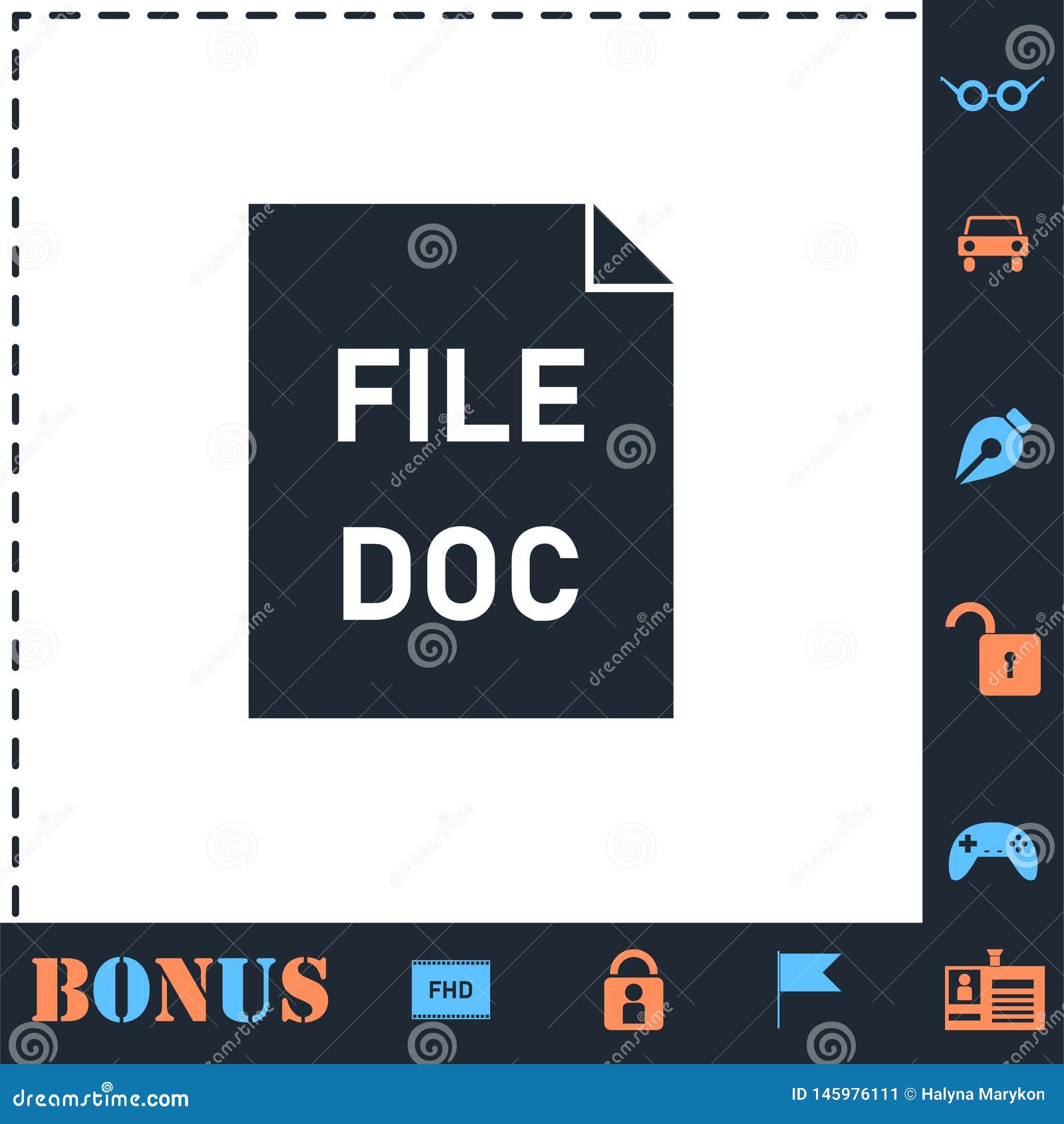 DOC file icon flat stock vector. Illustration of page - 145976111