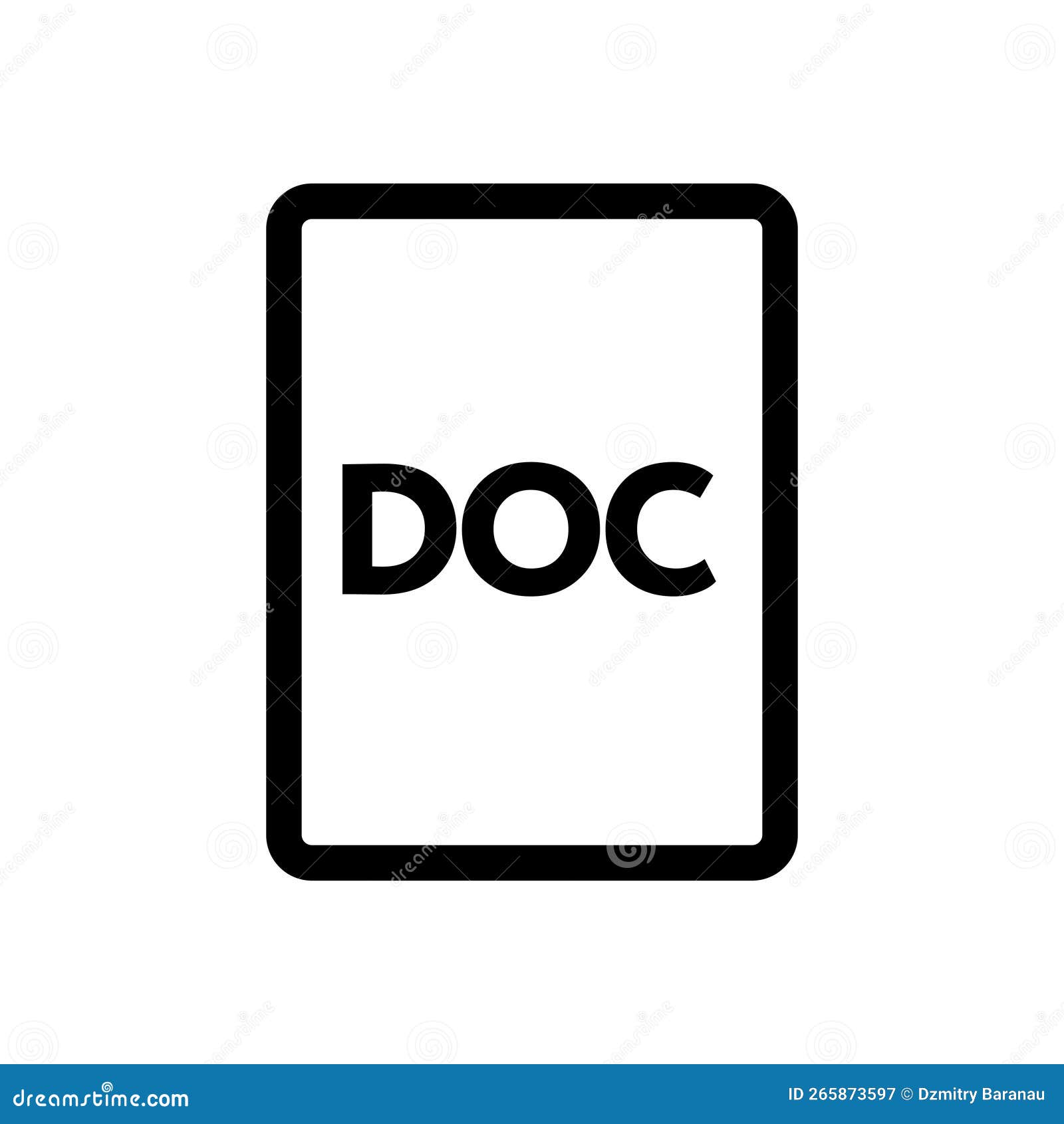 Doc File Icon Line Isolated on White Background. Black Flat Thin Icon ...