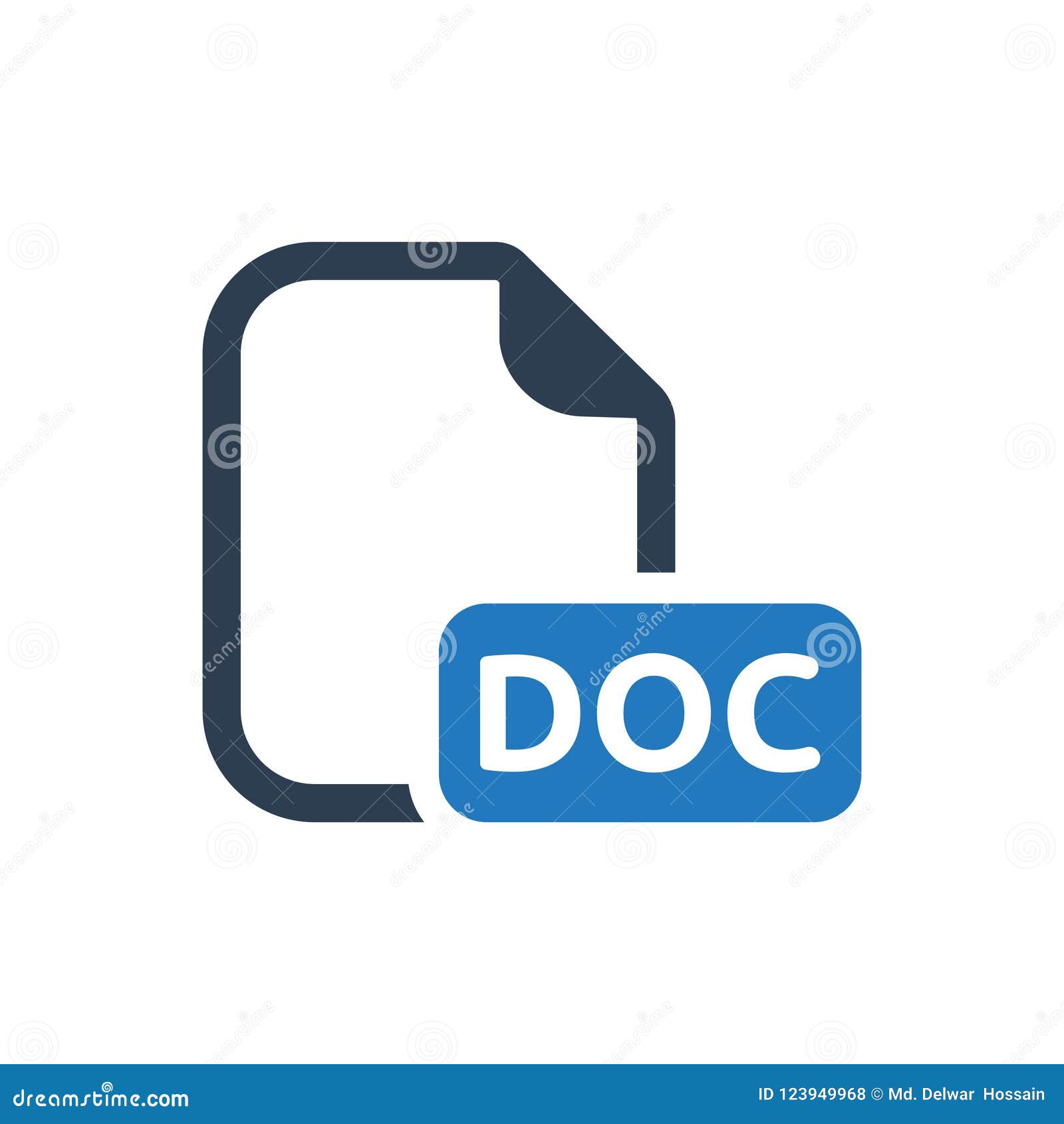 Doc file icon stock vector. Illustration of icon, sign - 123949968