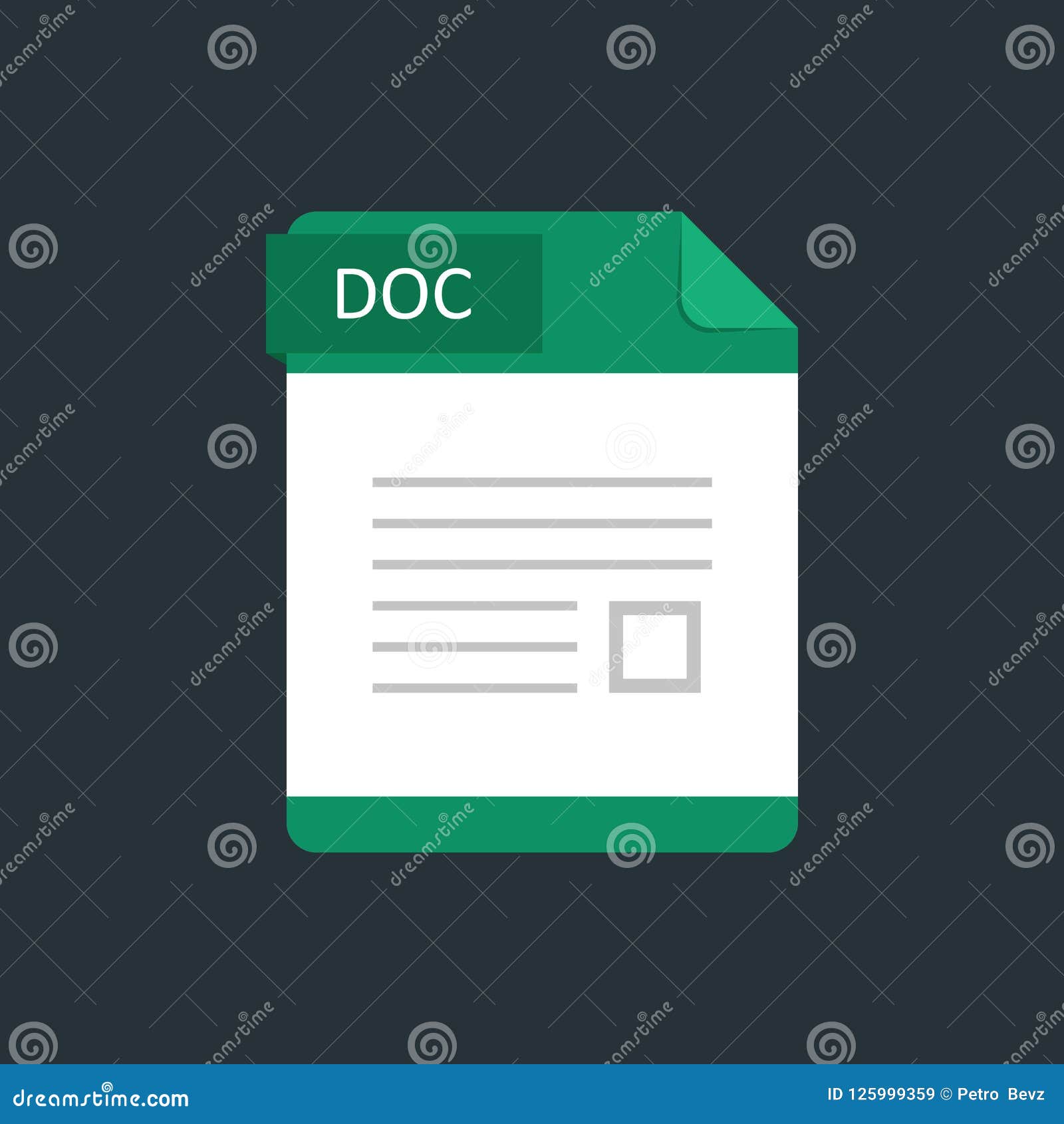 DOC File Type Icon. Vector Illustration Isolated on a Dark Blue ...