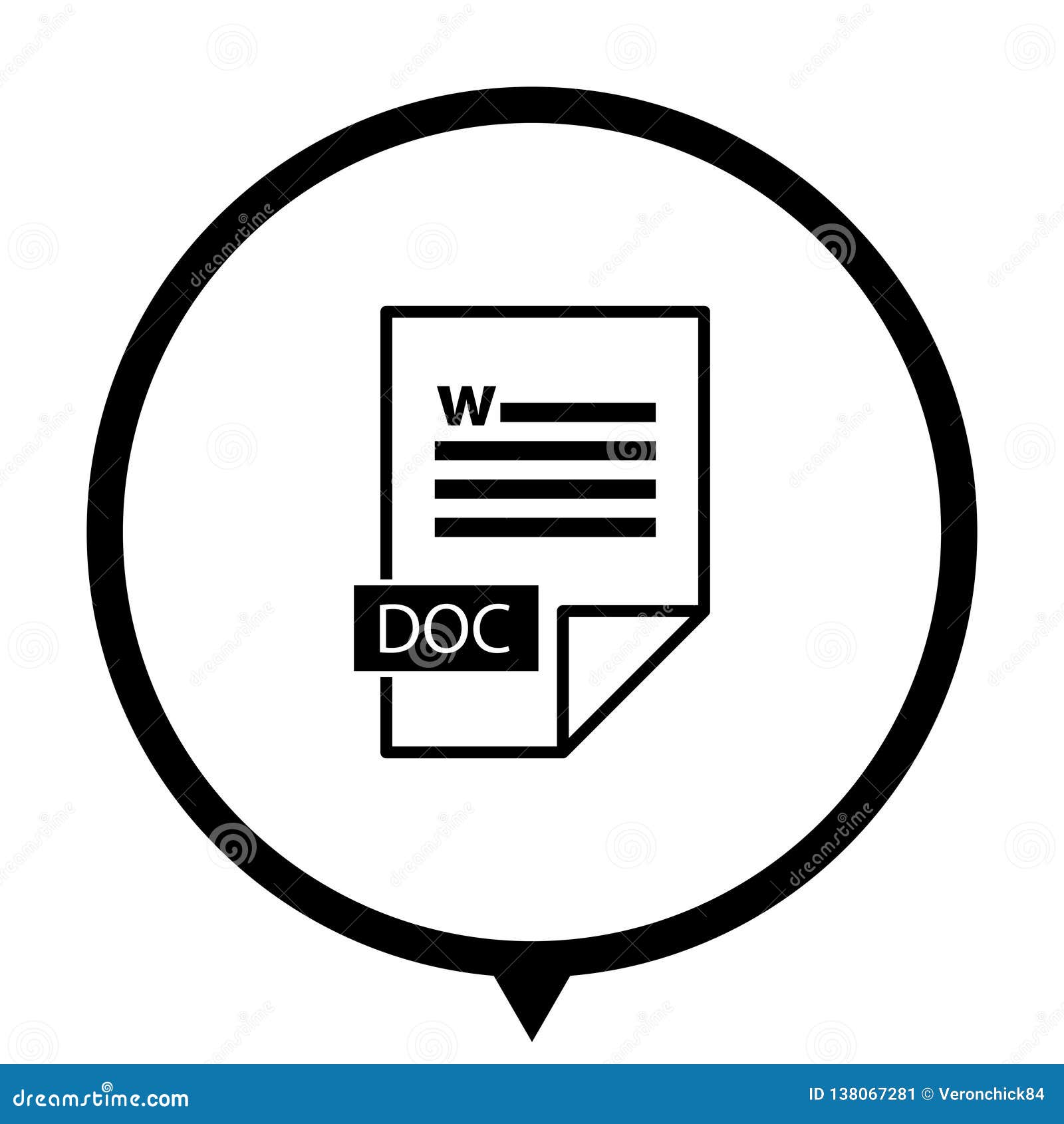 Doc icon for web design stock vector. Illustration of format - 138067281