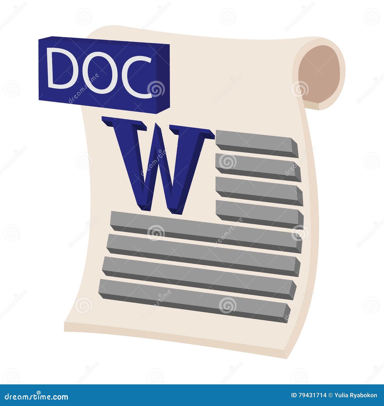 DOC icon, cartoon style stock vector. Illustration of label - 79431714