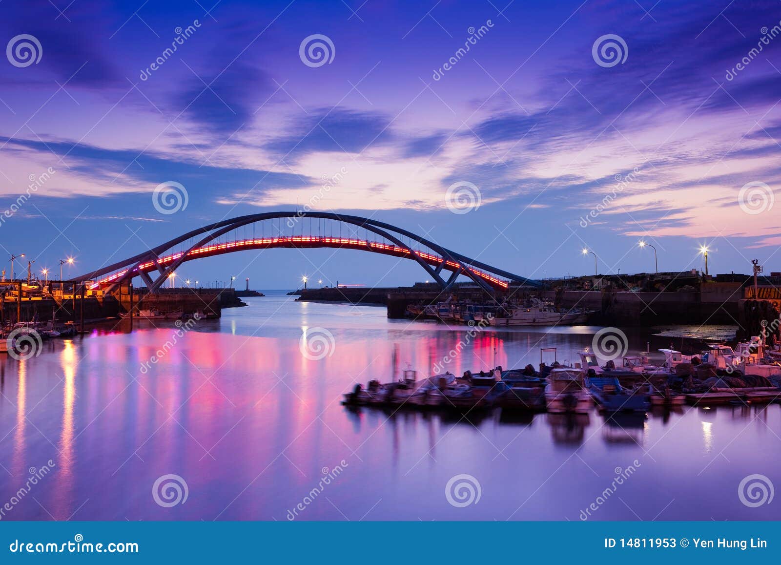 The Dock Bridge Sunset with Sky in Taiwan Dream St Stock Image - Image ...