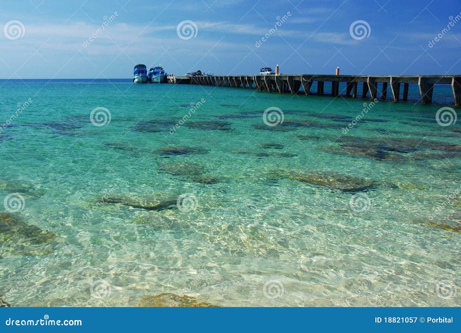 Dock with clear seawater stock image. Image of blue, idyllic - 18821057