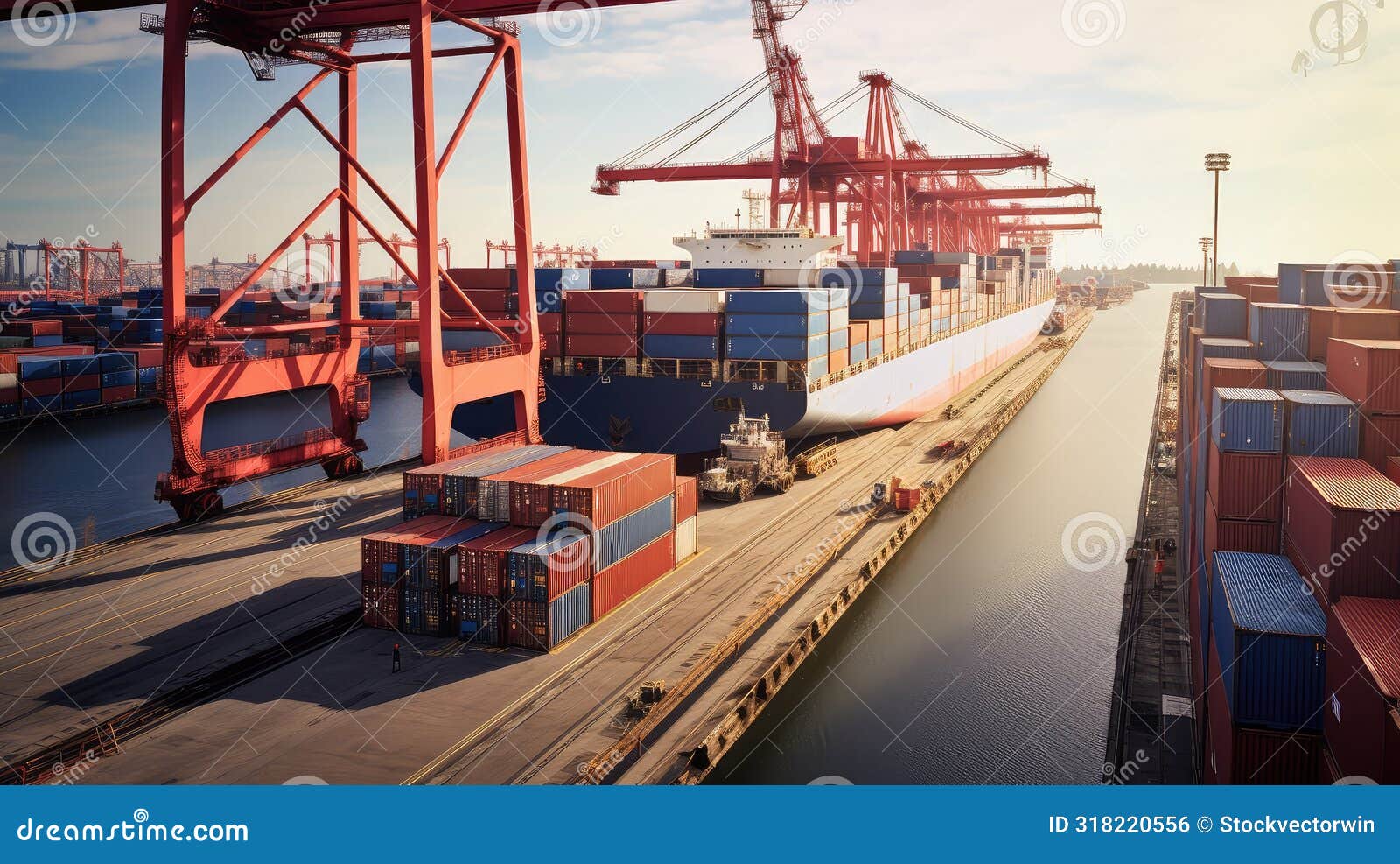 Dock Container Shipyard Ship Stock Illustration - Illustration of crew ...