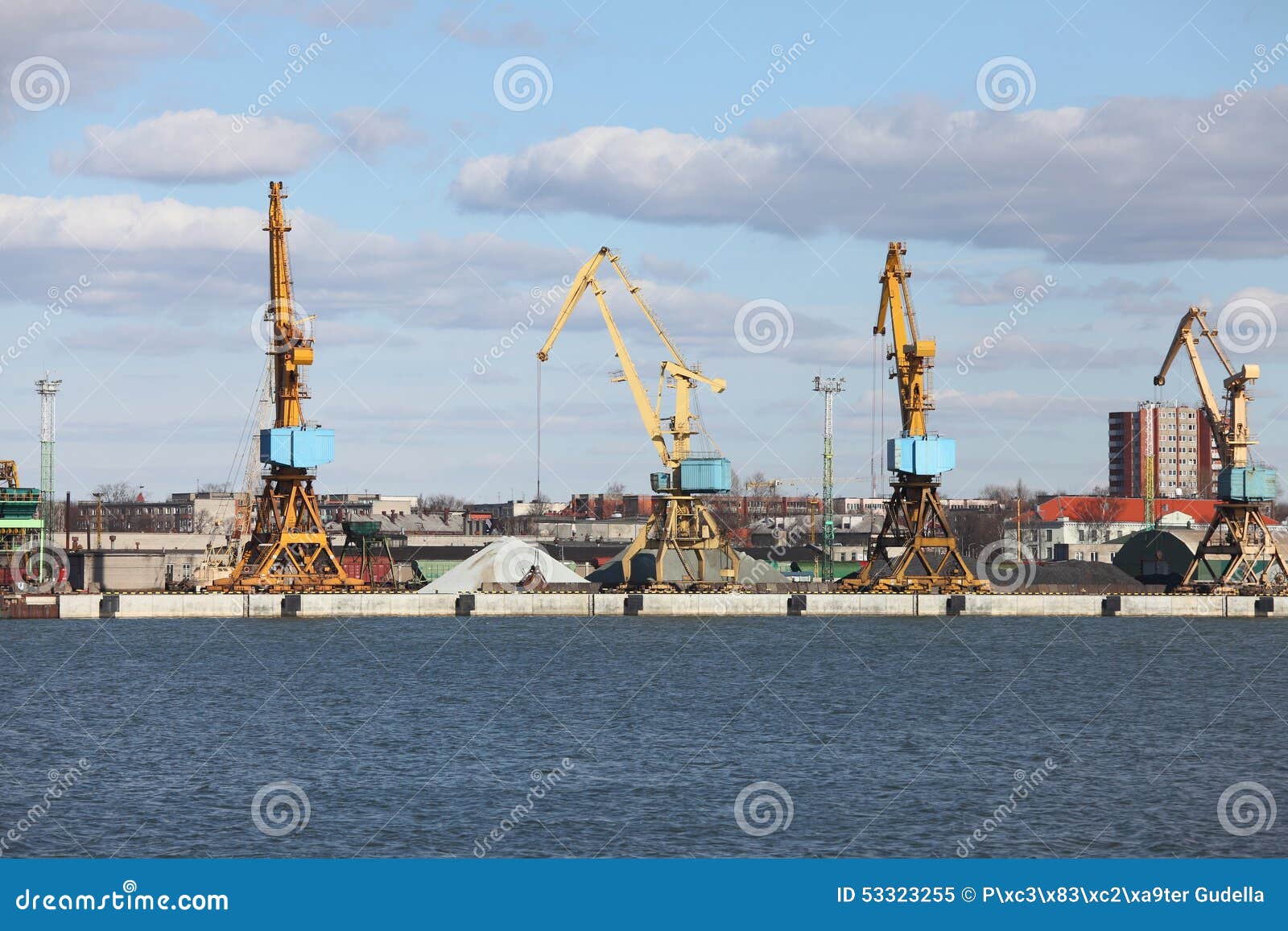 Dock with cranes stock image. Image of commercial, harbour - 53323255