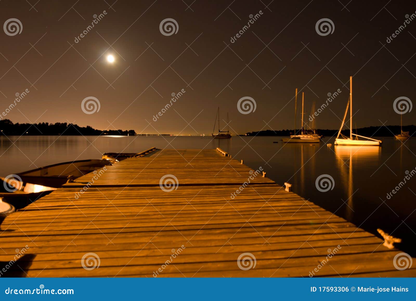 Dock at night stock photo. Image of boat, rowboat, landscape - 17593306
