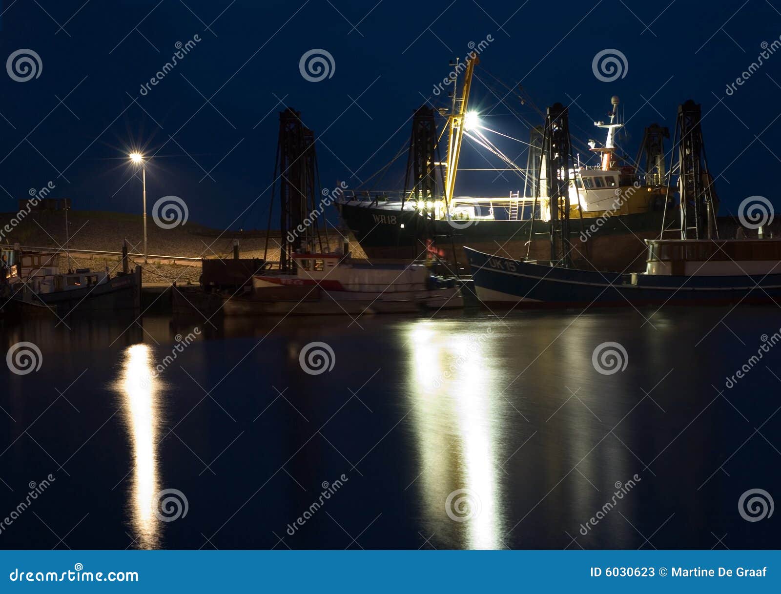 Dock at Night stock image. Image of ship, evening, industrial - 6030623