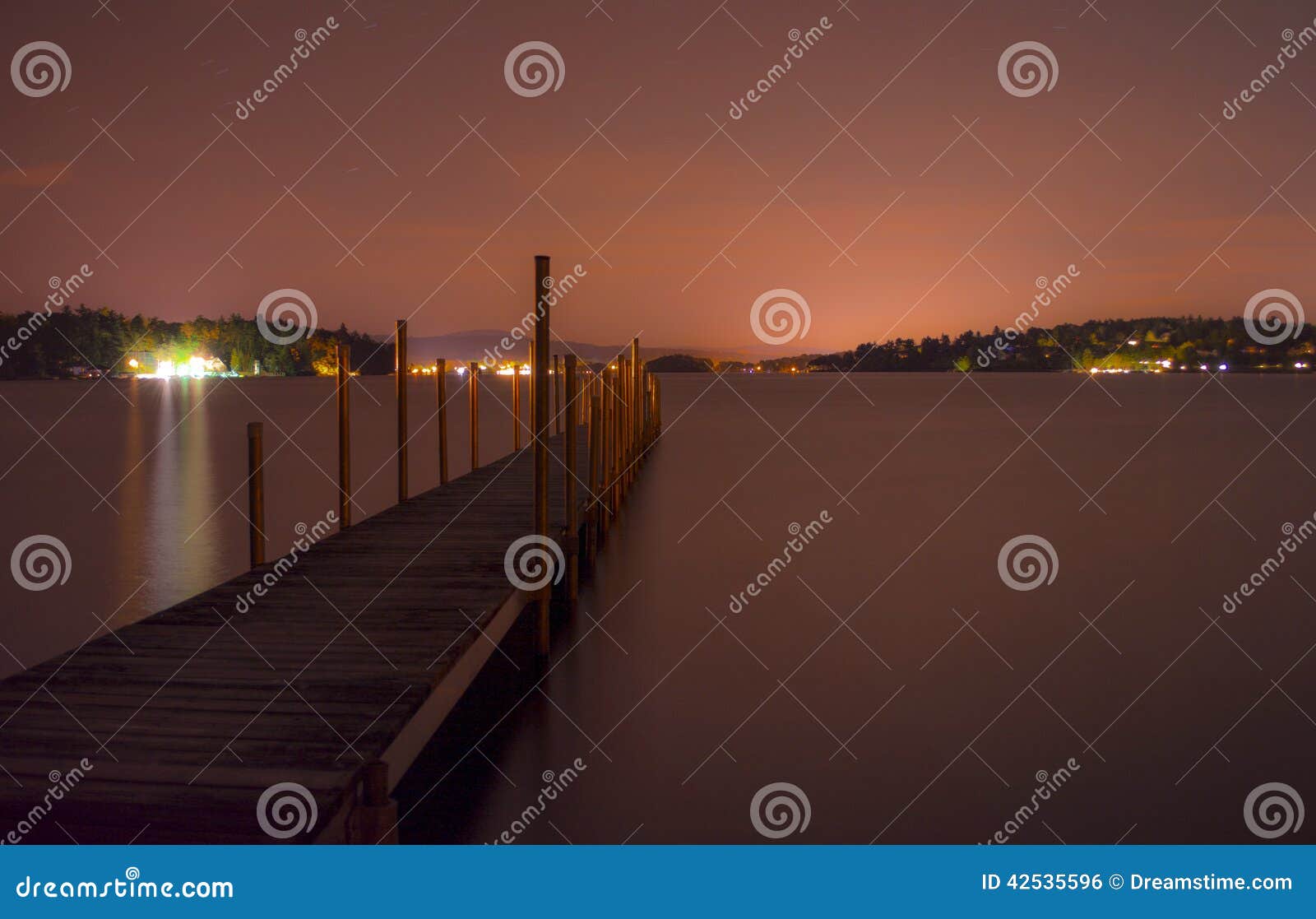 Dock at night stock photo. Image of lakefront, night - 42535596