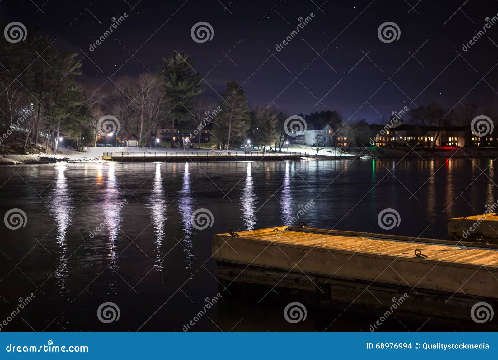 Dock at Night stock photo. Image of lakes, bracebridge - 68976994