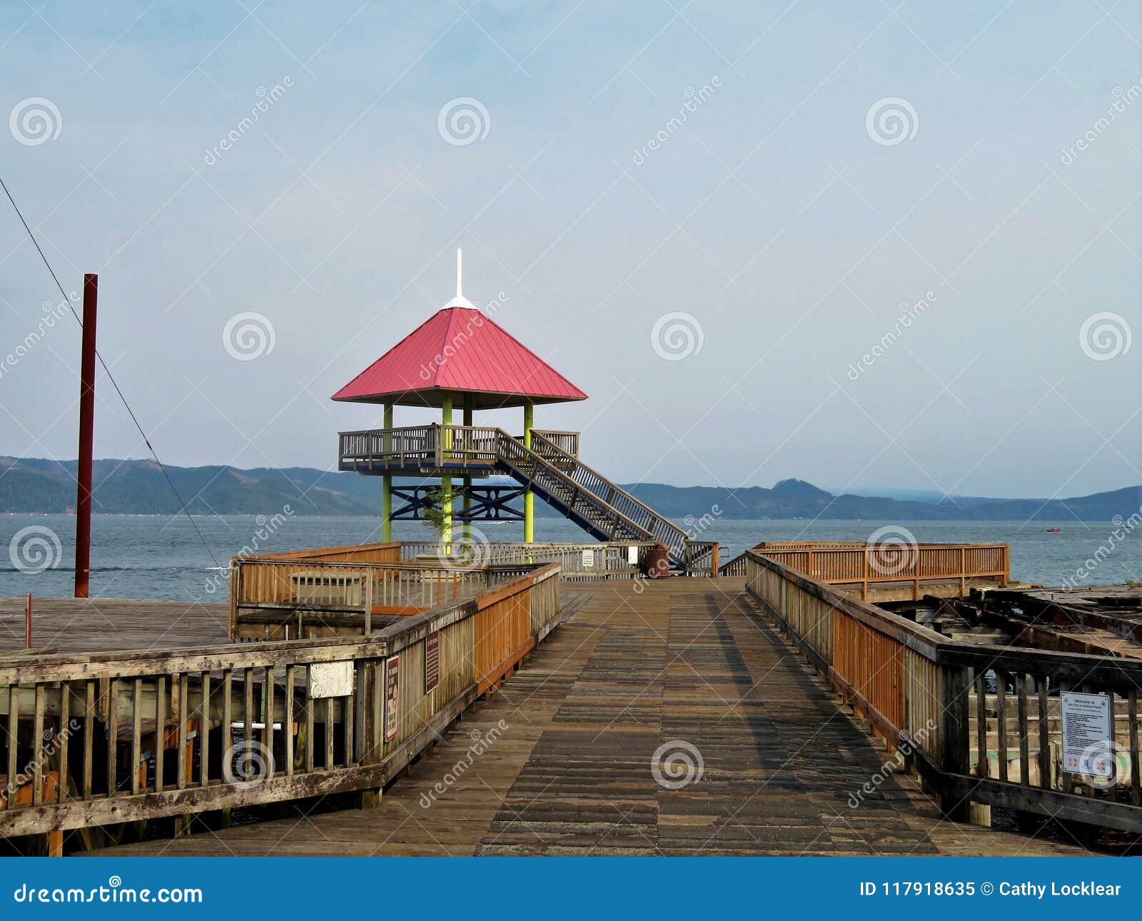 Dock and Pier with a Viewpoint and Lookout on the Waterfront of Astoria ...