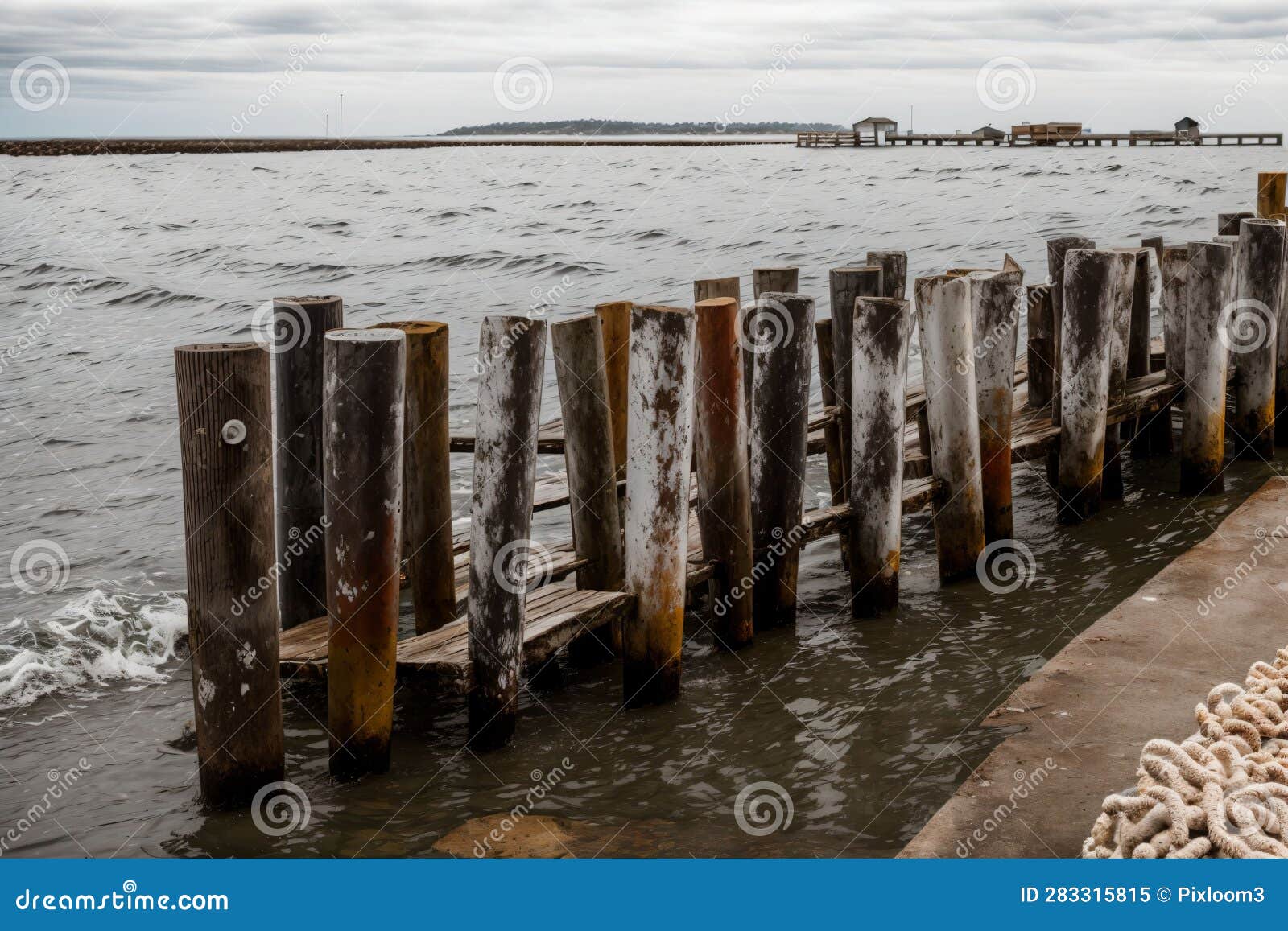 A Dock Piling Encrusted with Barnacles Weathered by the Ocean S Salty ...