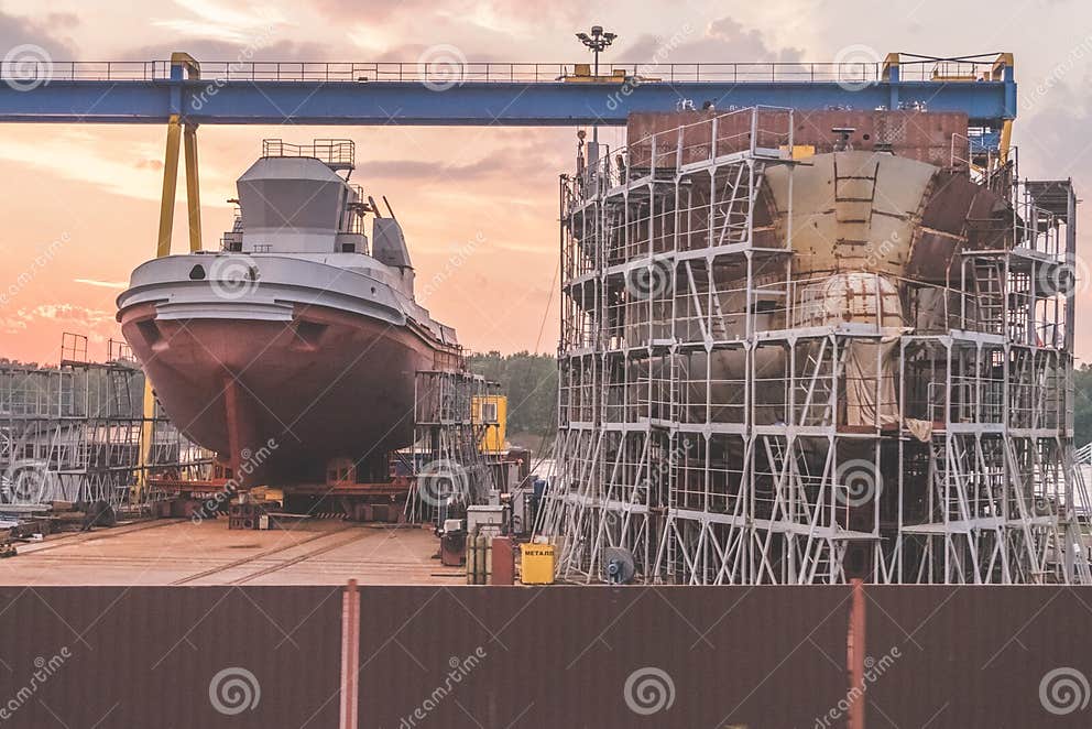 A in dock repair of tug stock photo. Image of construction - 124282786