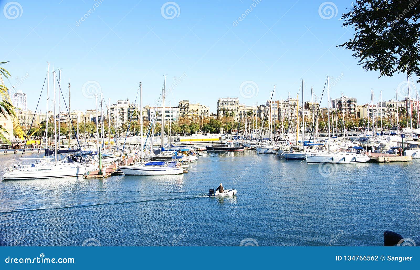 Dock of Spain of Barceloneta Editorial Photography - Image of flags ...