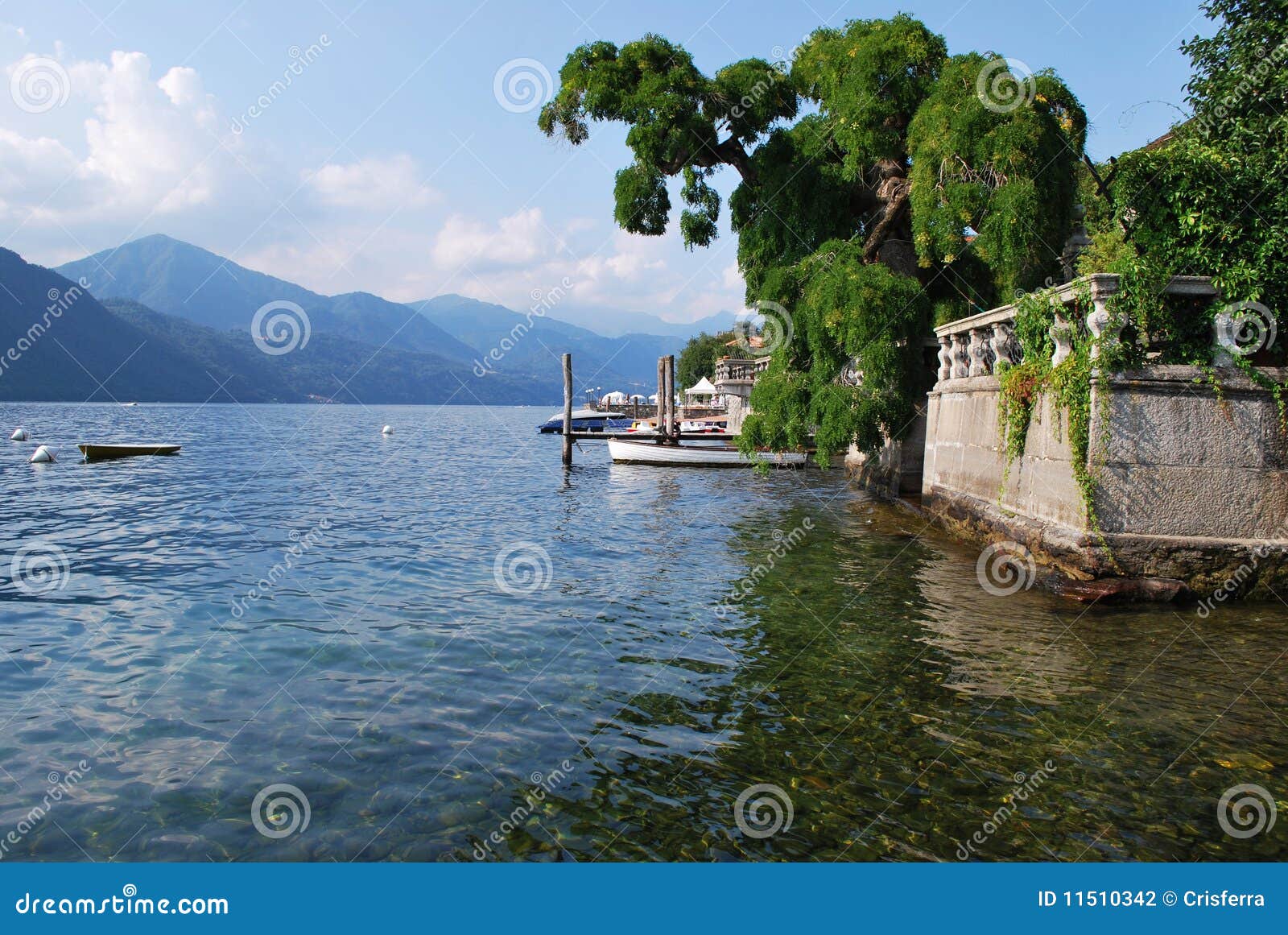 Dock and Villa on Orta Lake, Italy Stock Photo - Image of house, hills ...