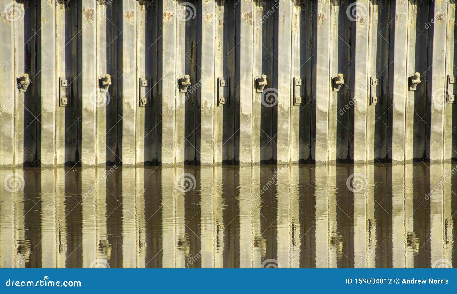Dock Wall Reflection stock photo. Image of steel, wall - 159004012