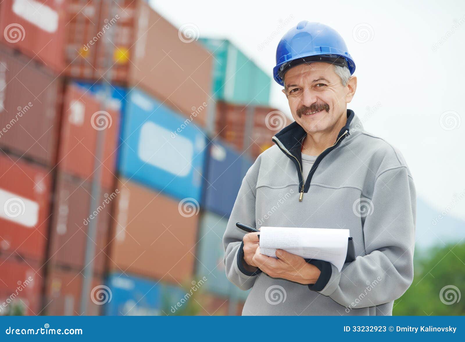 Dock warehouse worker stock image. Image of inspecting - 33232923