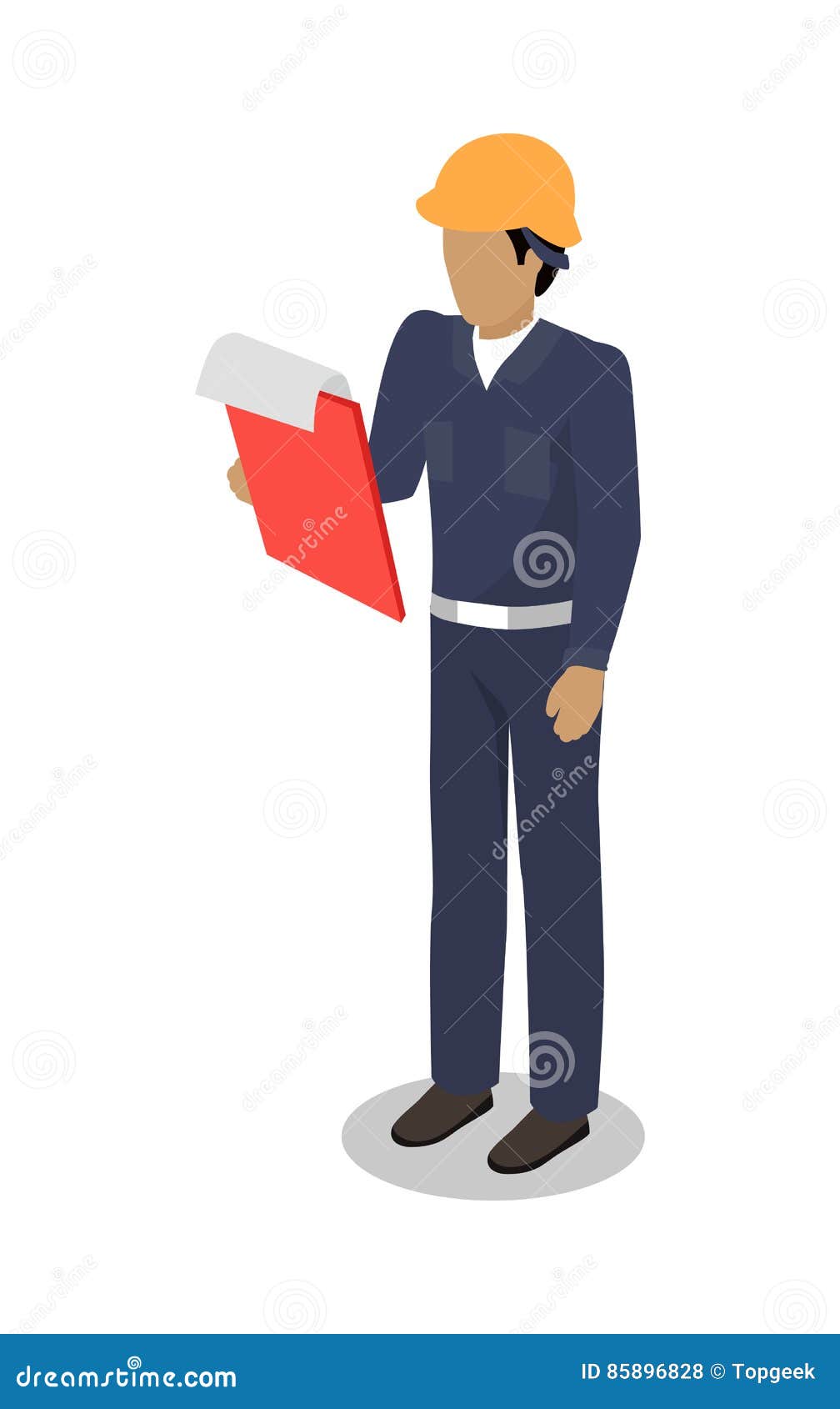 Dock Worker Man With Clip Board Makes Inspection Vector Illustration ...