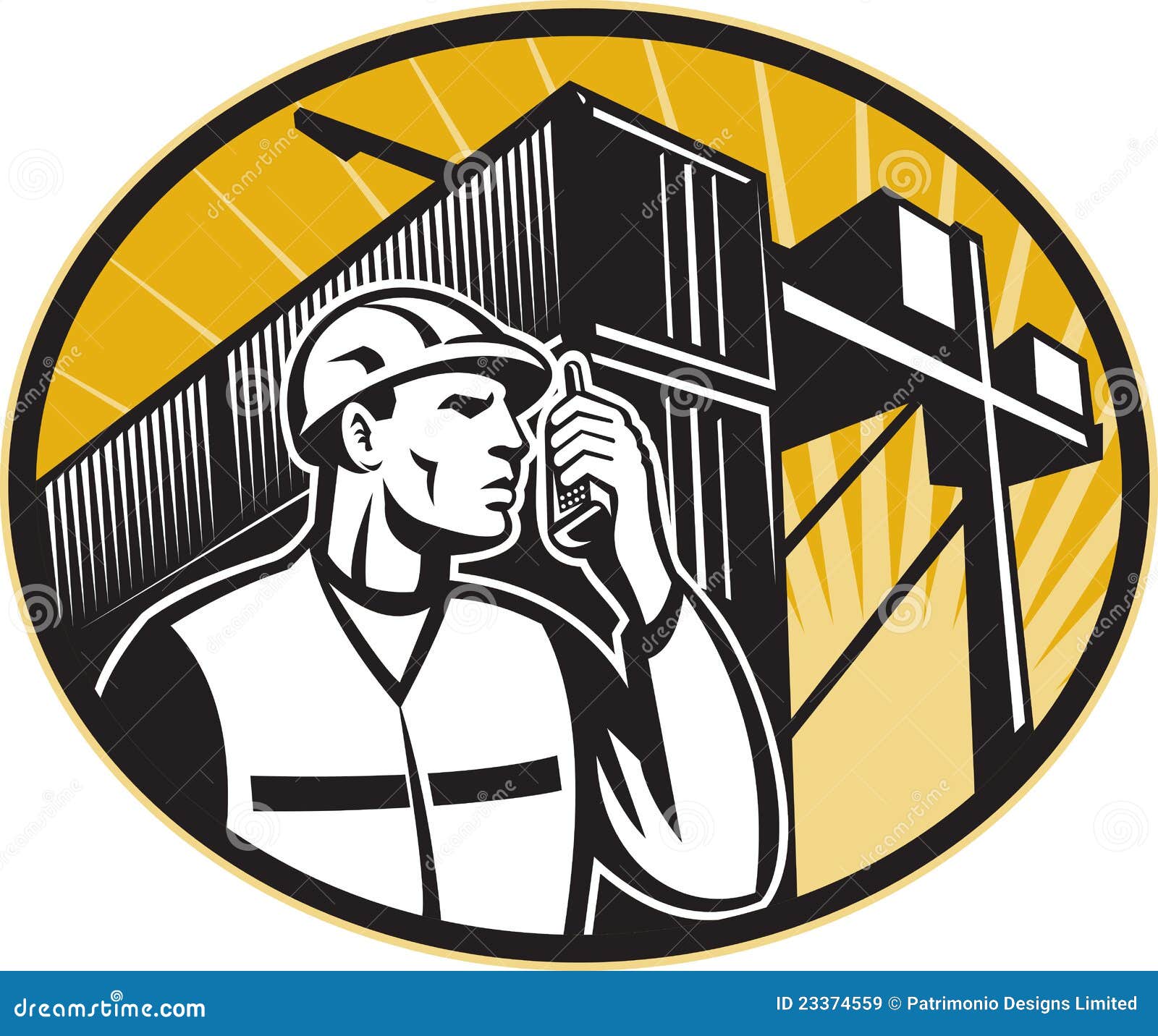 Dock Worker Man With Clip Board Makes Inspection Vector Illustration ...