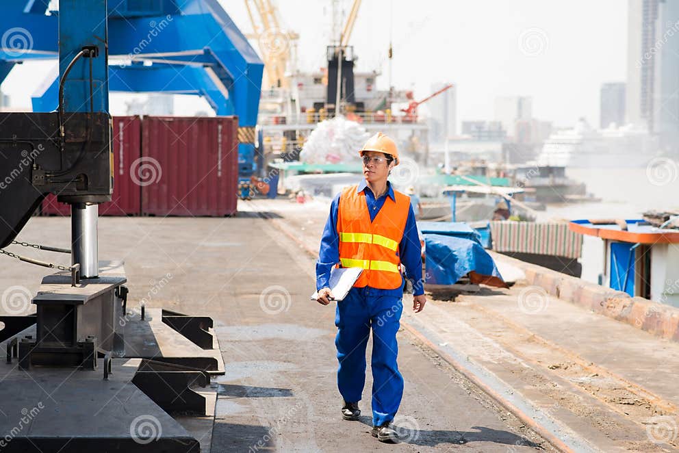 Dock worker stock image. Image of constructor, cargo - 44212263